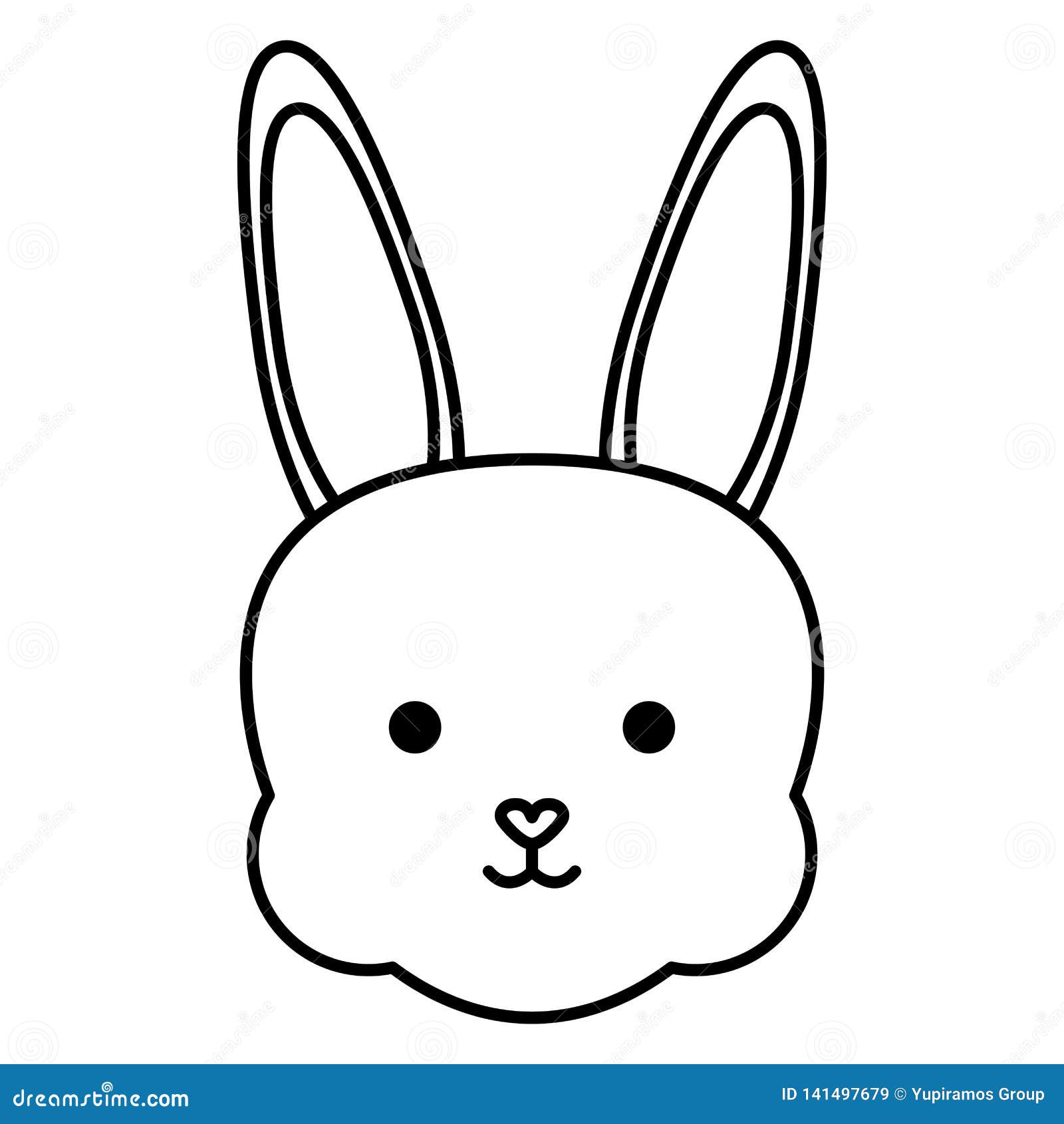 Cute rabbit head character stock vector. Illustration of card - 141497679