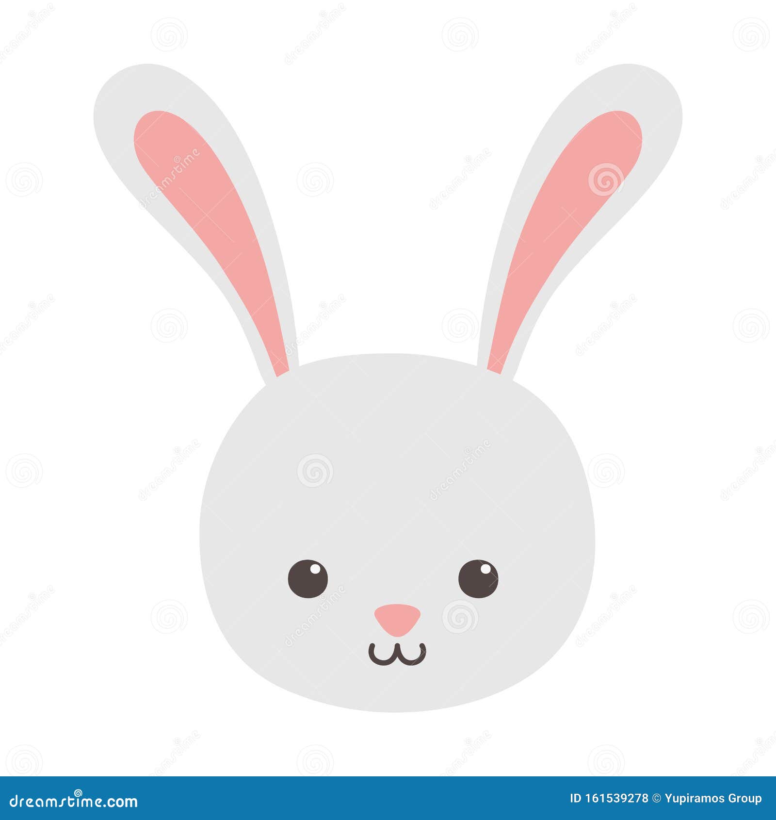Cute Rabbit Head Character on White Background Stock Vector ...