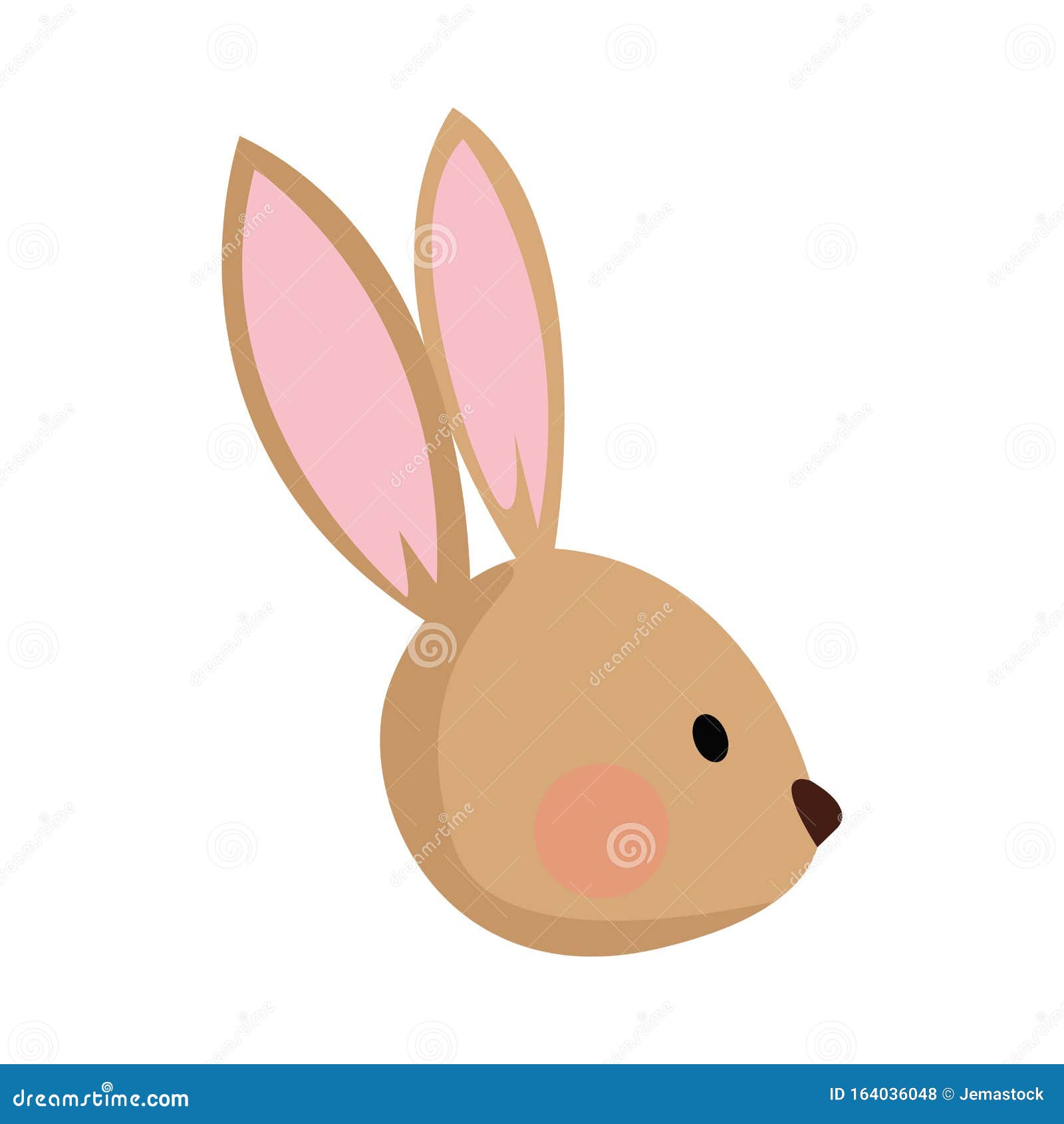 Cute Rabbit Head Icon, Flat Design Stock Vector - Illustration of face ...