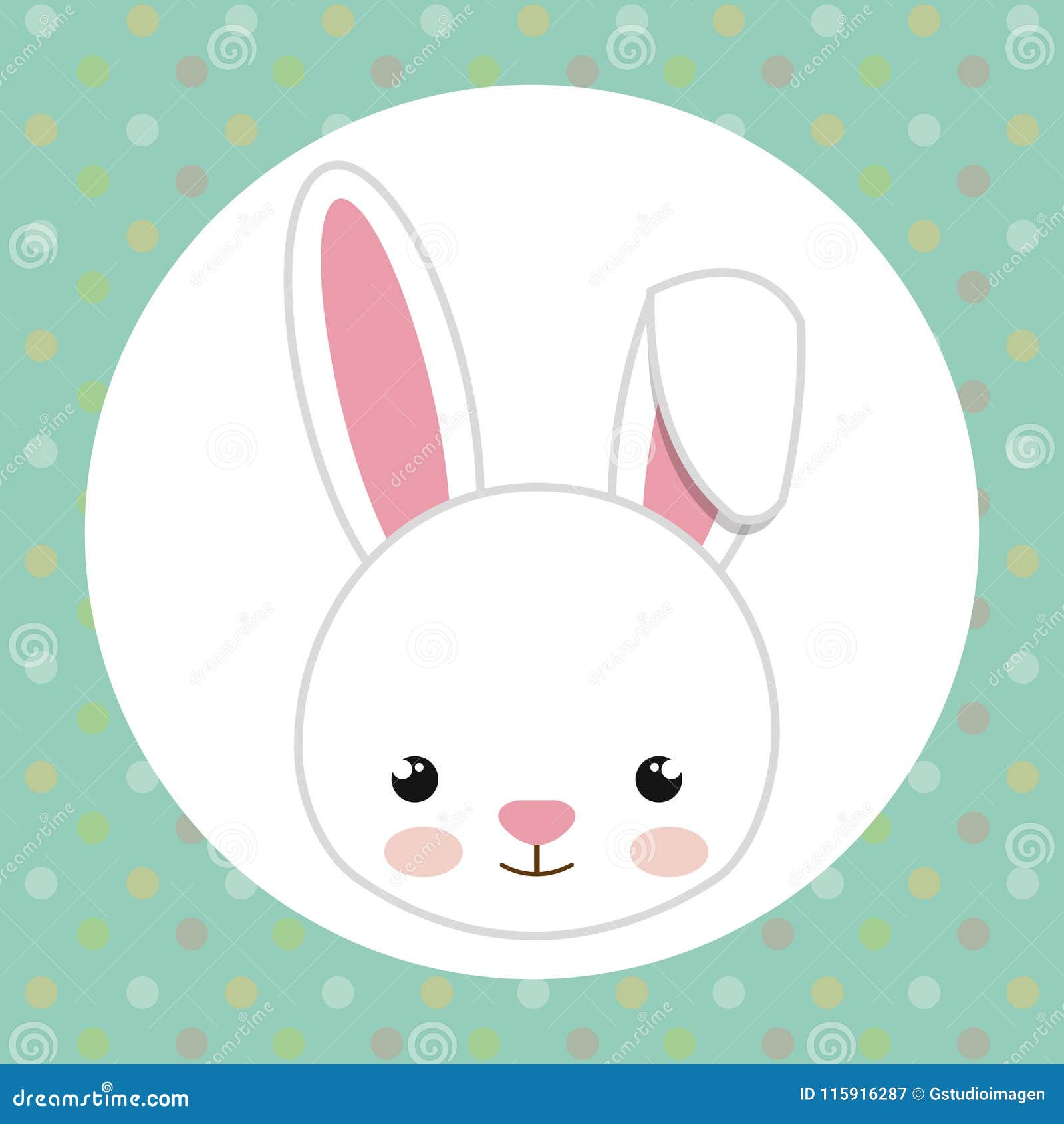 Cute Rabbit Head Tender Character Stock Vector - Illustration of design ...