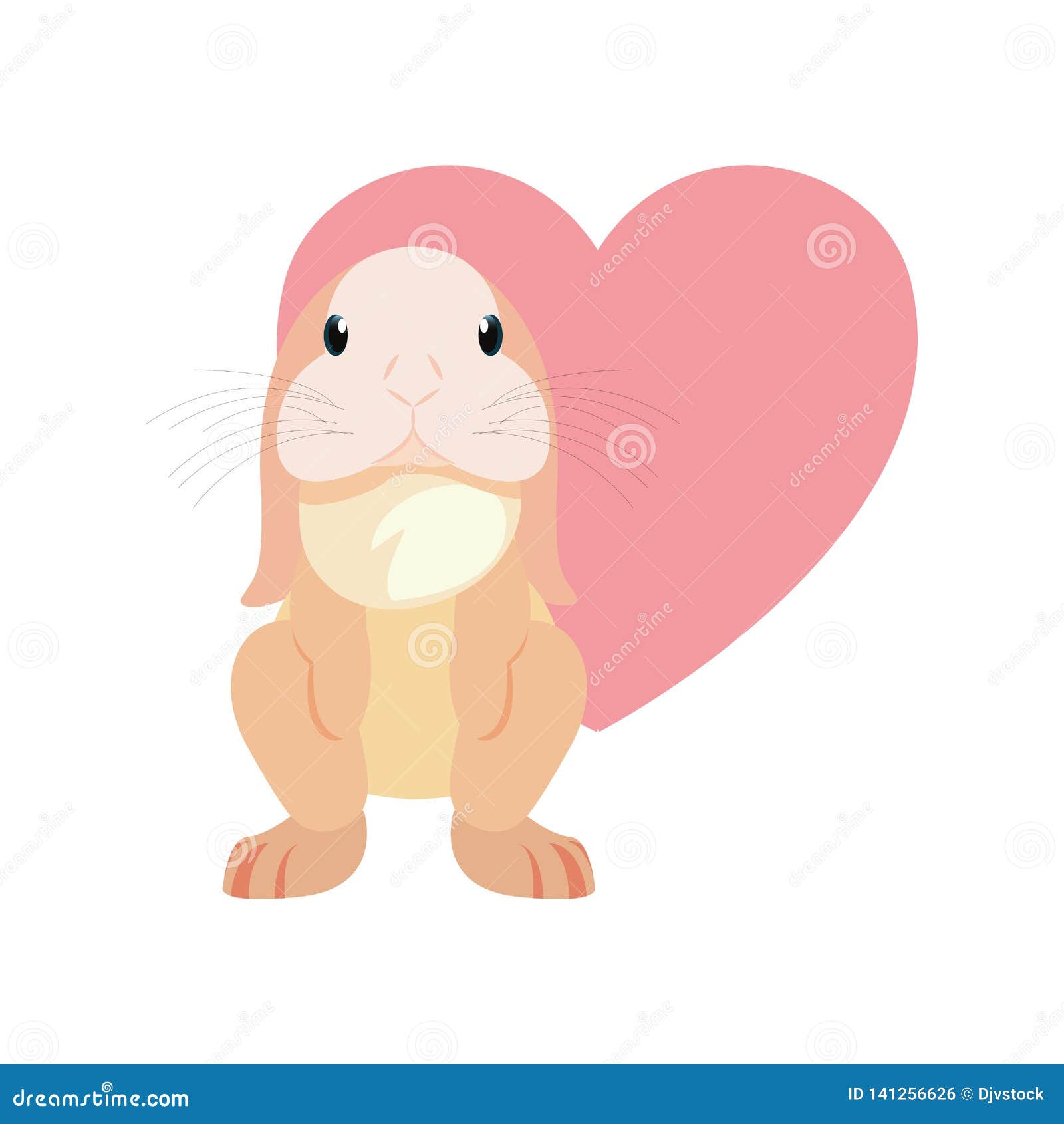 Cute rabbit heart love stock vector. Illustration of greeting - 141256626