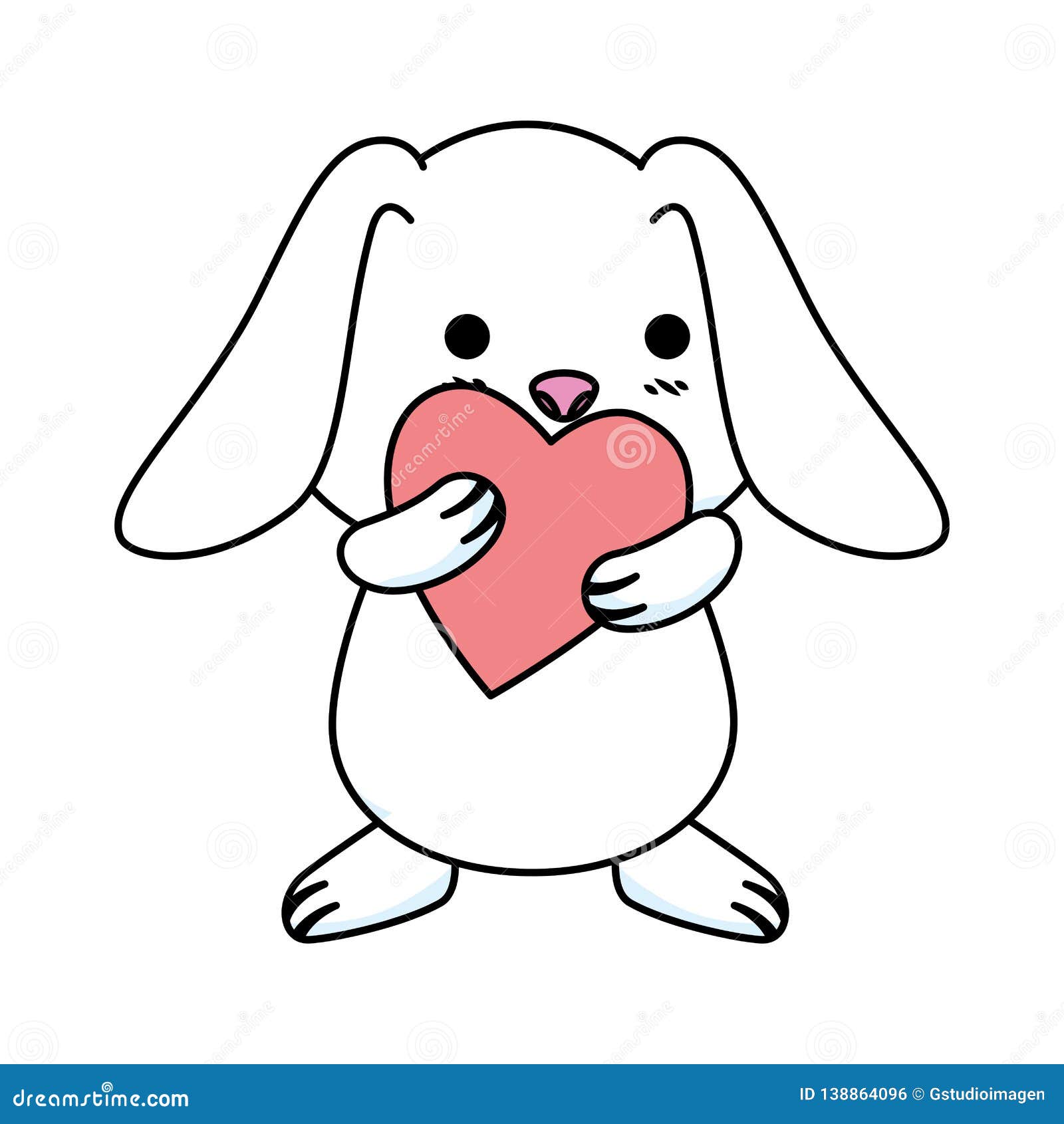 Cute Rabbit with Heart Love Stock Vector - Illustration of baby, happy ...