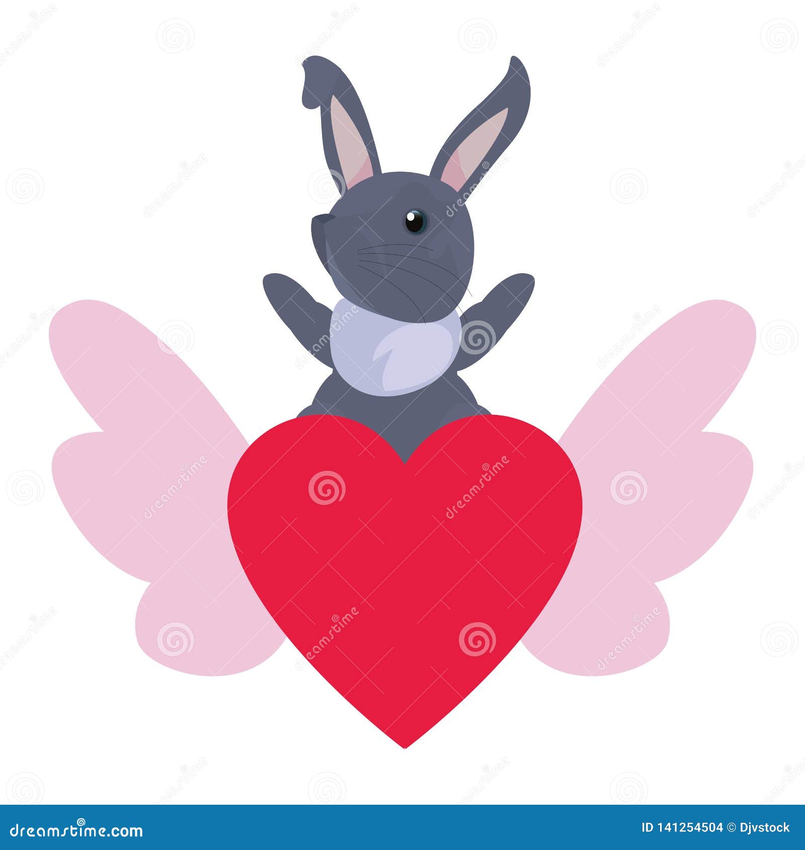 Cute rabbit heart love stock vector. Illustration of happy - 141254504