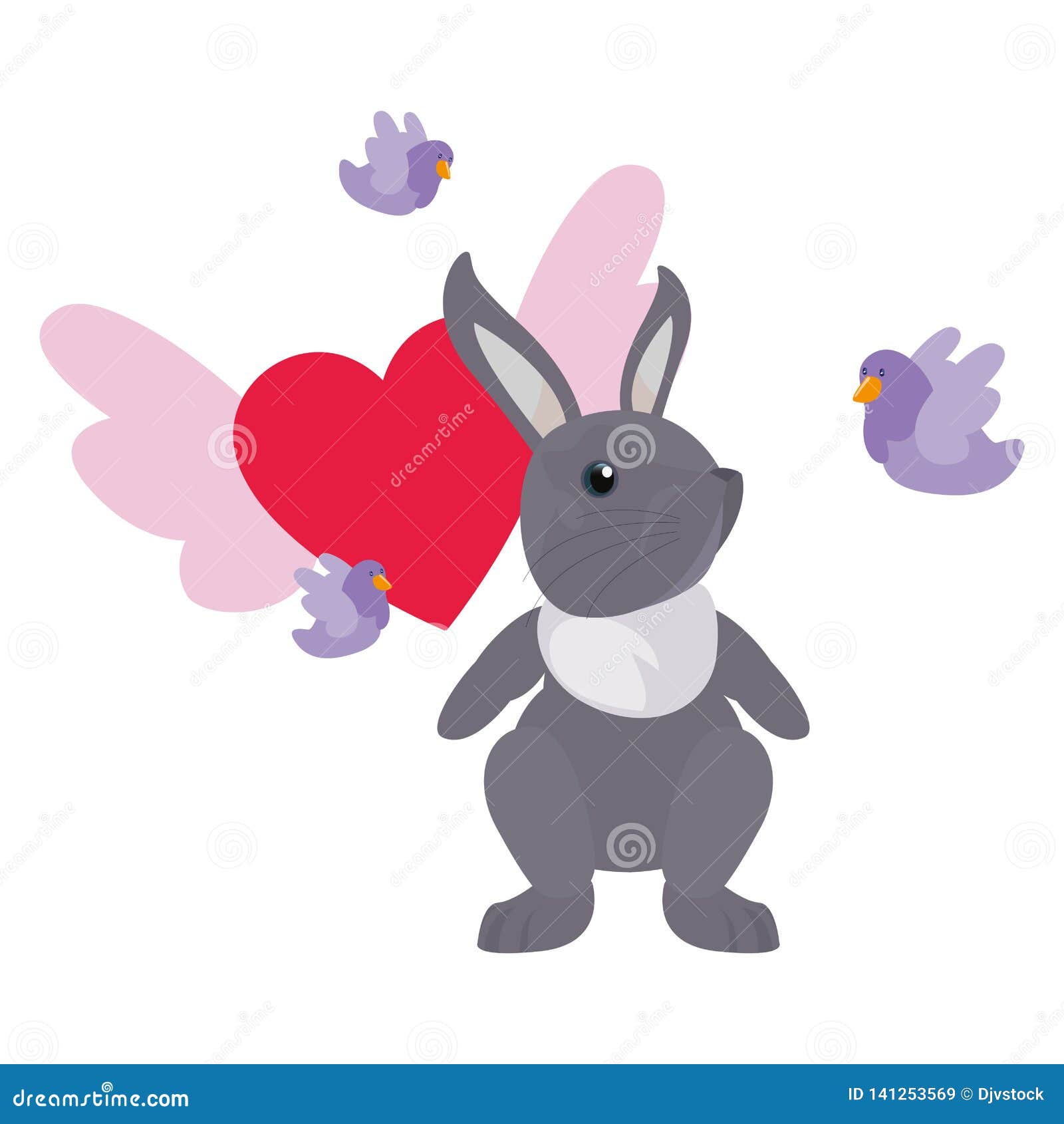 Cute rabbit hearts love stock vector. Illustration of beauty - 141253569