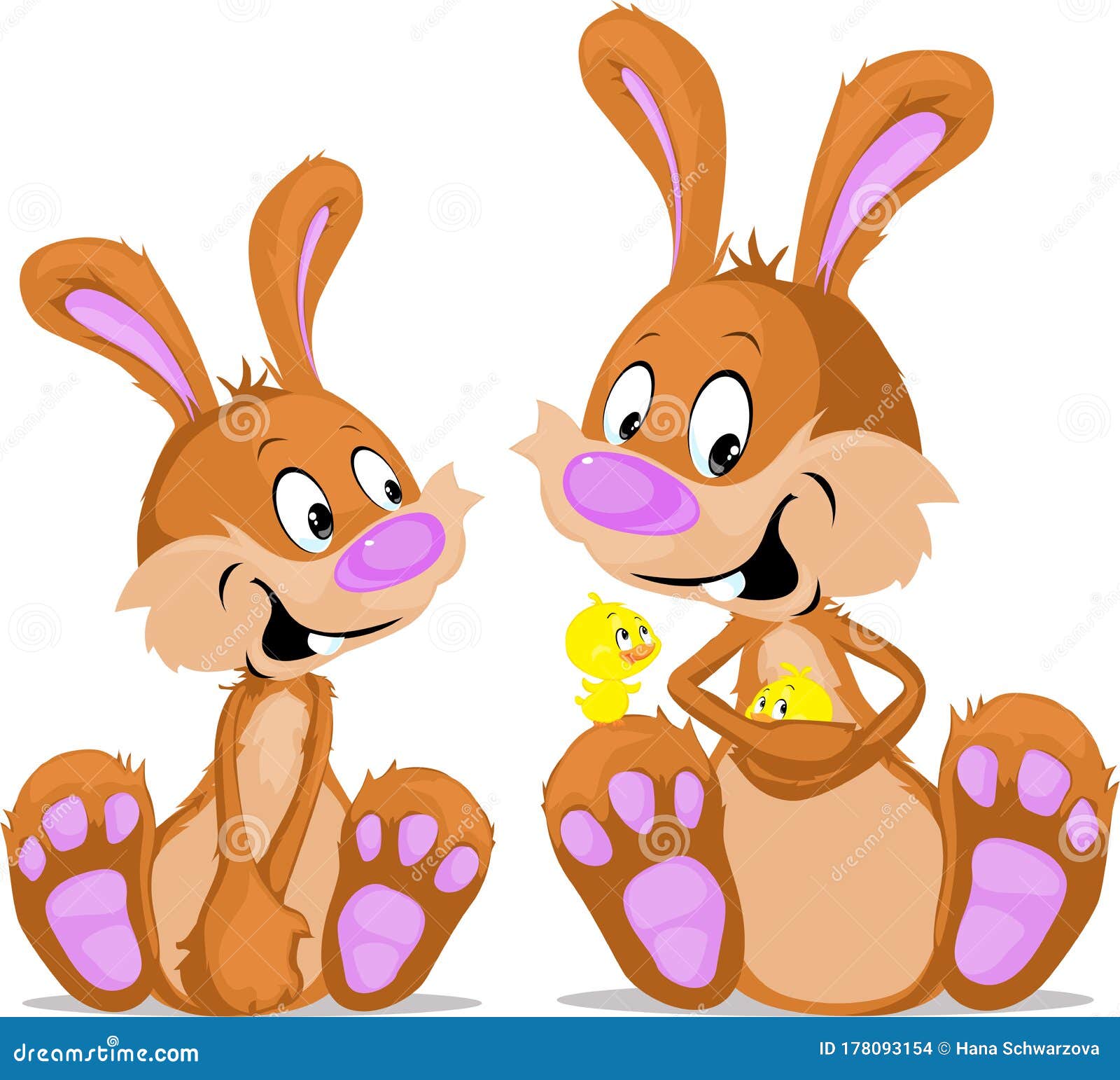 Cute Rabbit Hold Chicken Siiting Isolated on White Background - Vector ...