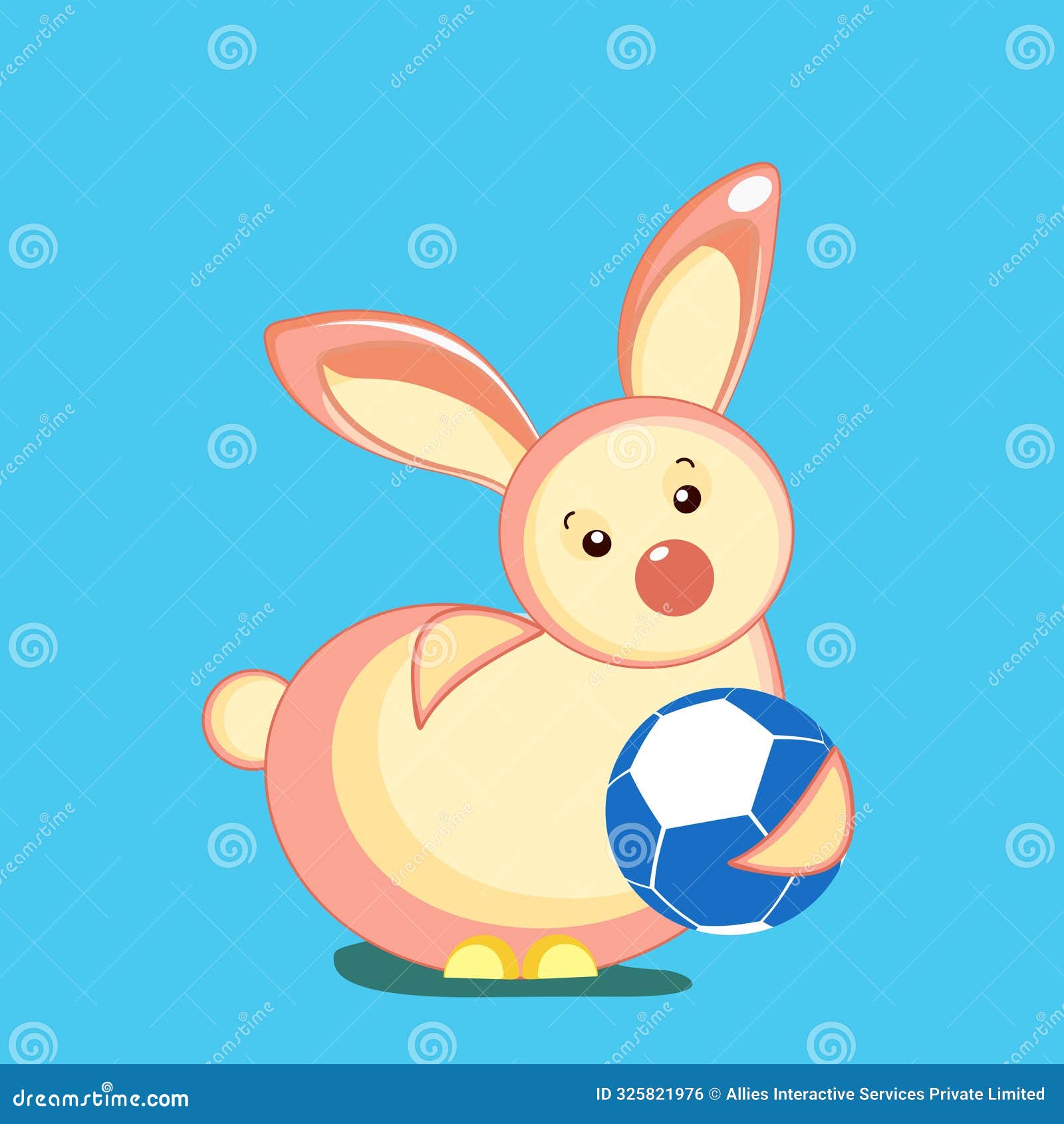 Cute Rabbit Holding Football Illustration Stock Illustration ...