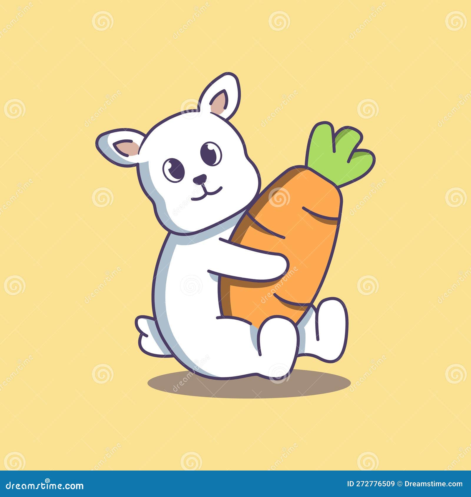 Cute Rabbit with Its Favorite Food Cartoon Illustration Stock Vector ...