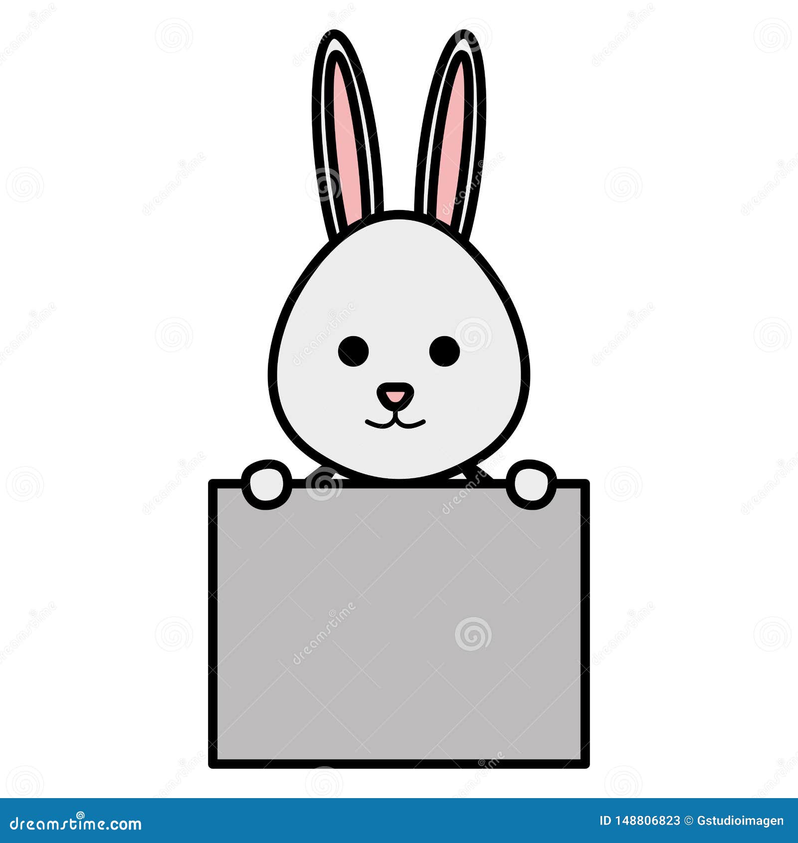 Cute Rabbit with Label Character Stock Illustration - Illustration of ...