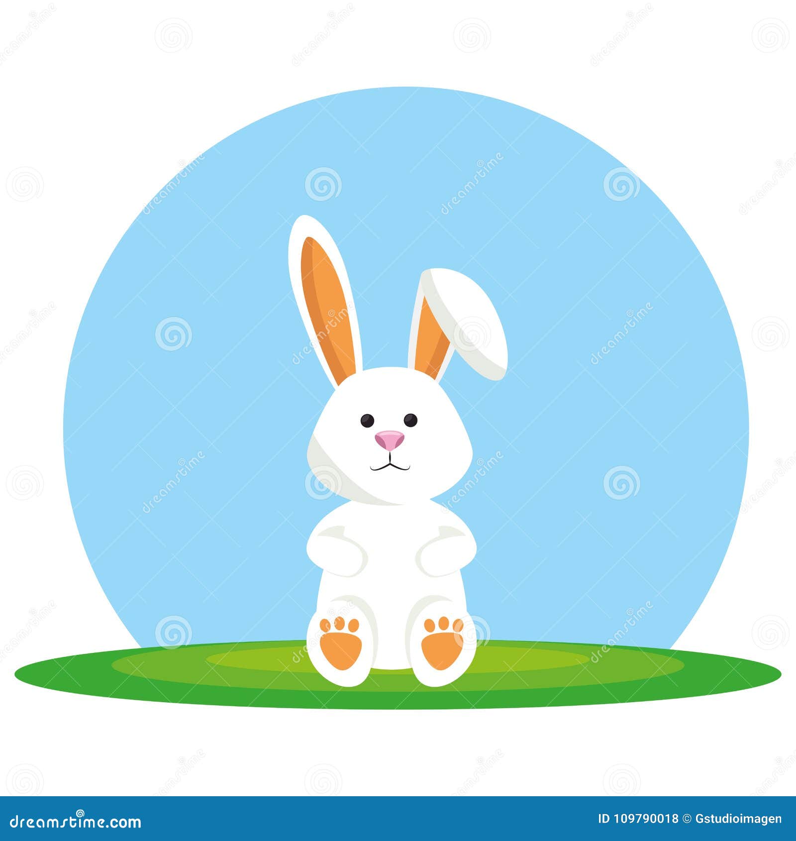 Cute rabbit in landscape stock vector. Illustration of bunny - 109790018