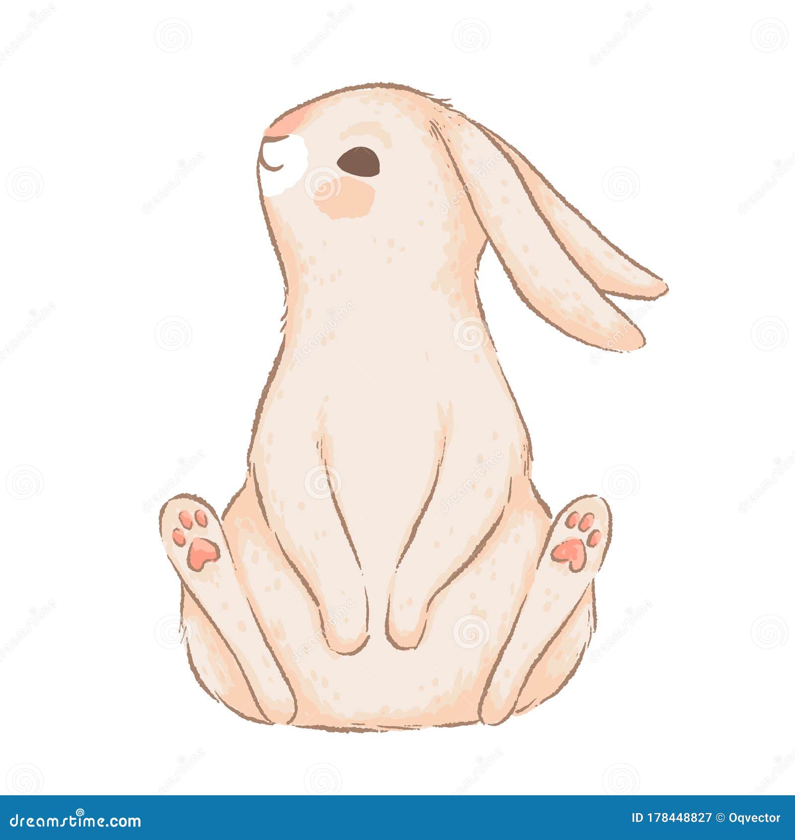 Cute Rabbit with Long Ears Sits on the Floor. an Element for Easter ...