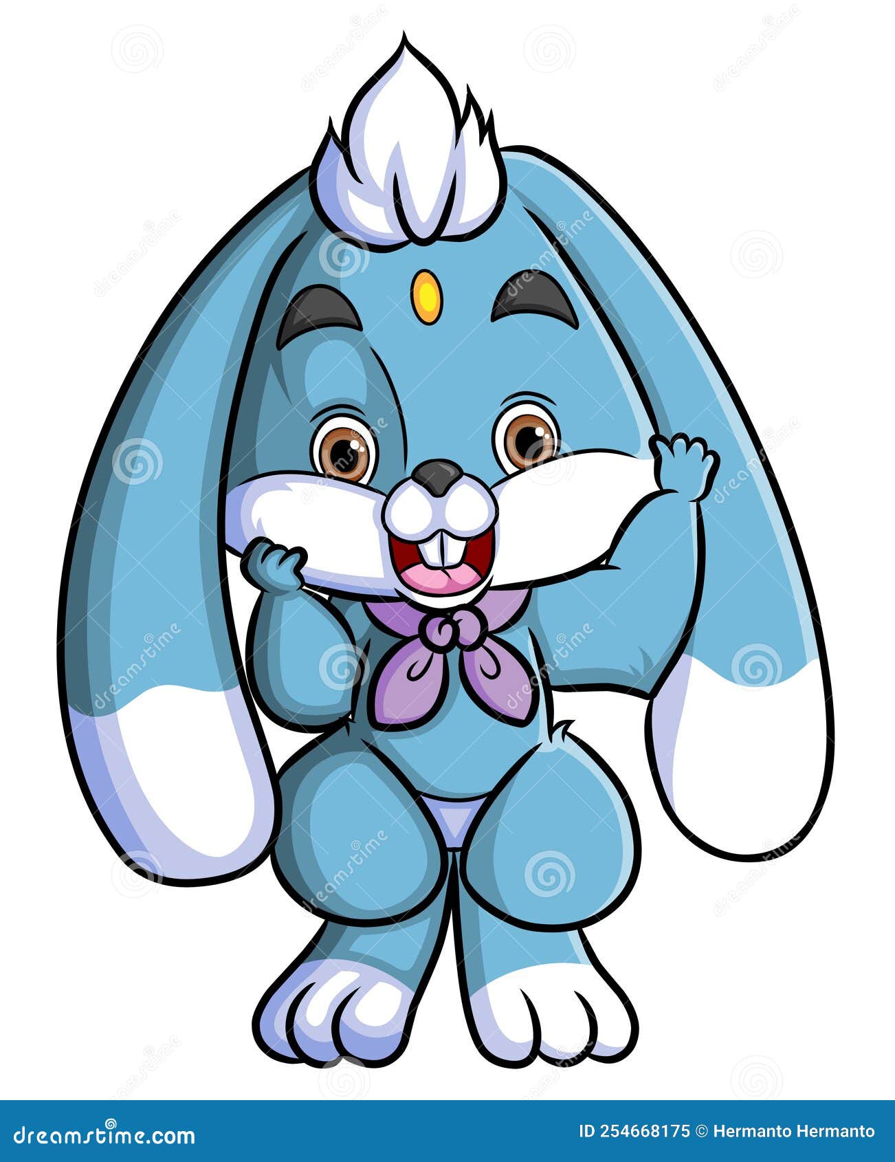 The Cute Rabbit with the Long Ears and Sitting with the Cute Expression ...