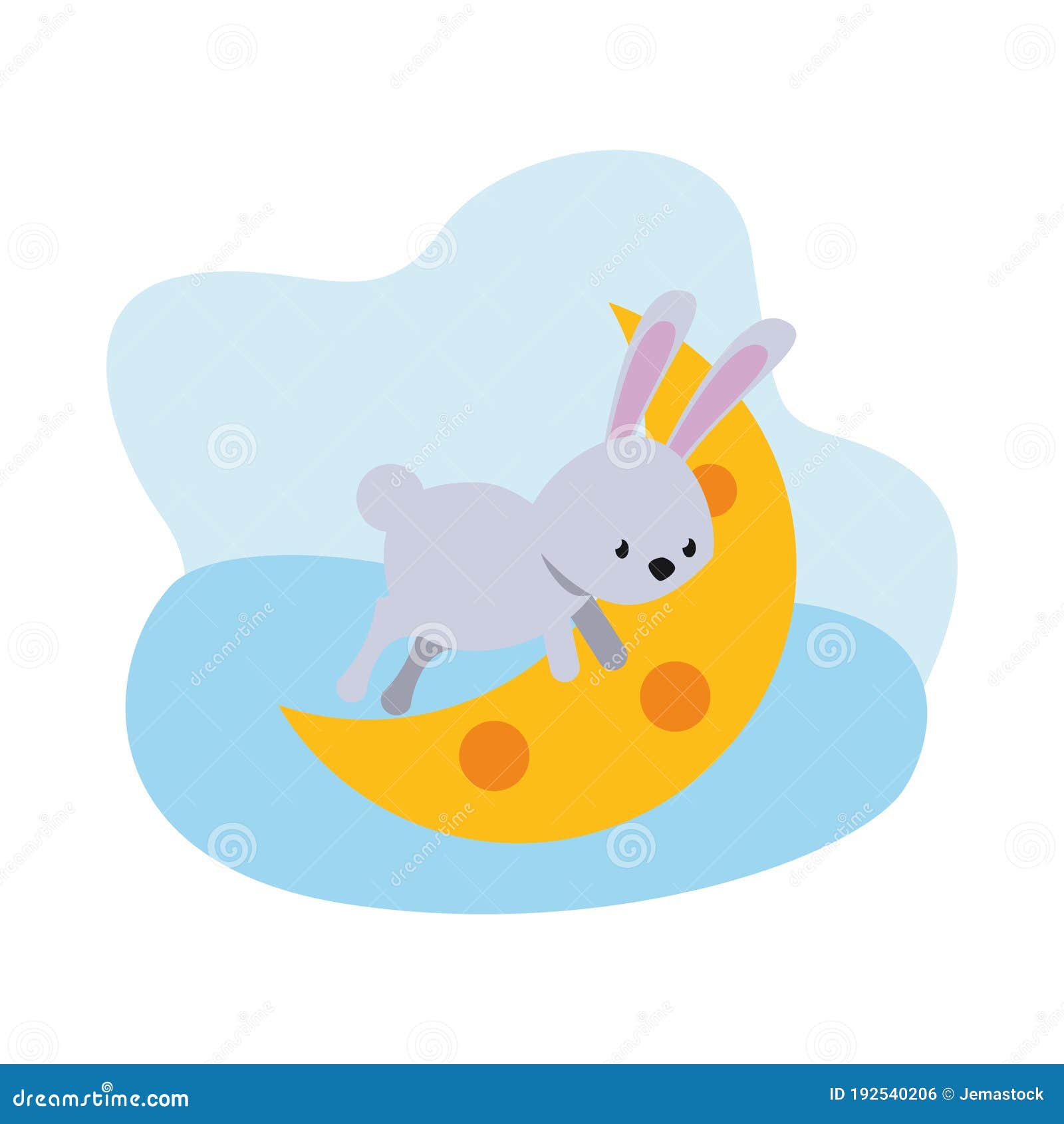 Cute Rabbit with Moon Easter Season Character Stock Vector ...