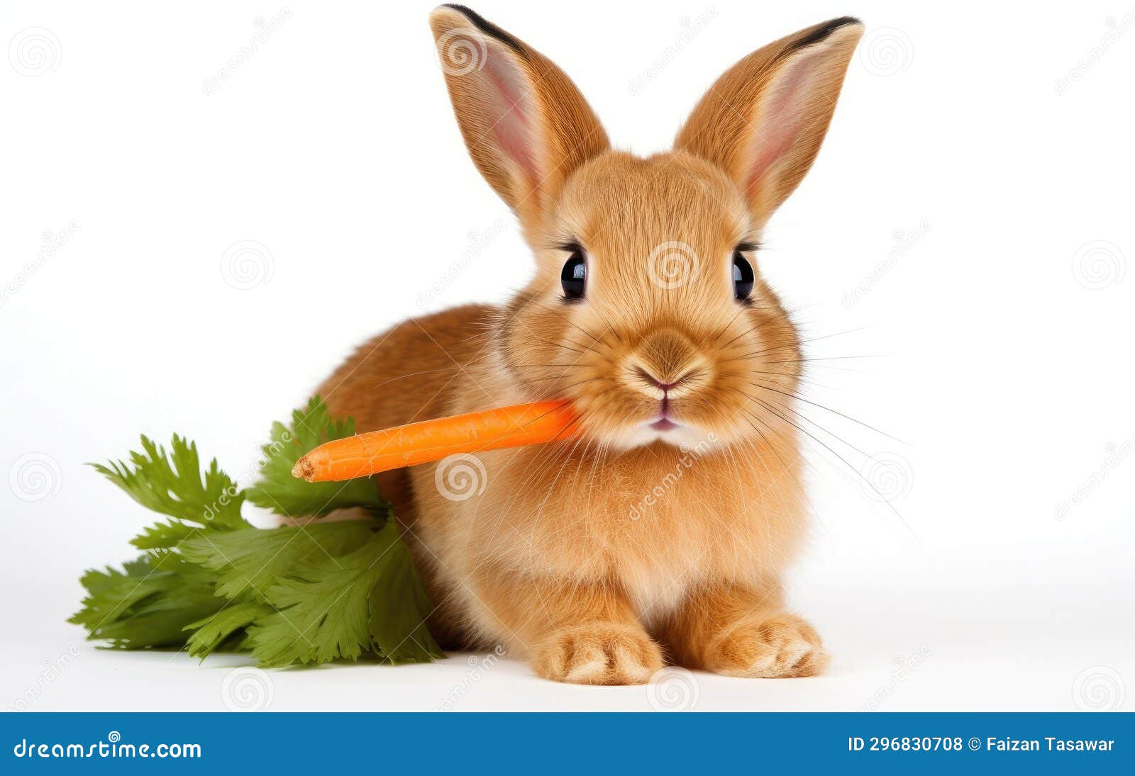A Cute Rabbit Munching on a Carrot Isolated on White -Generative Ai ...