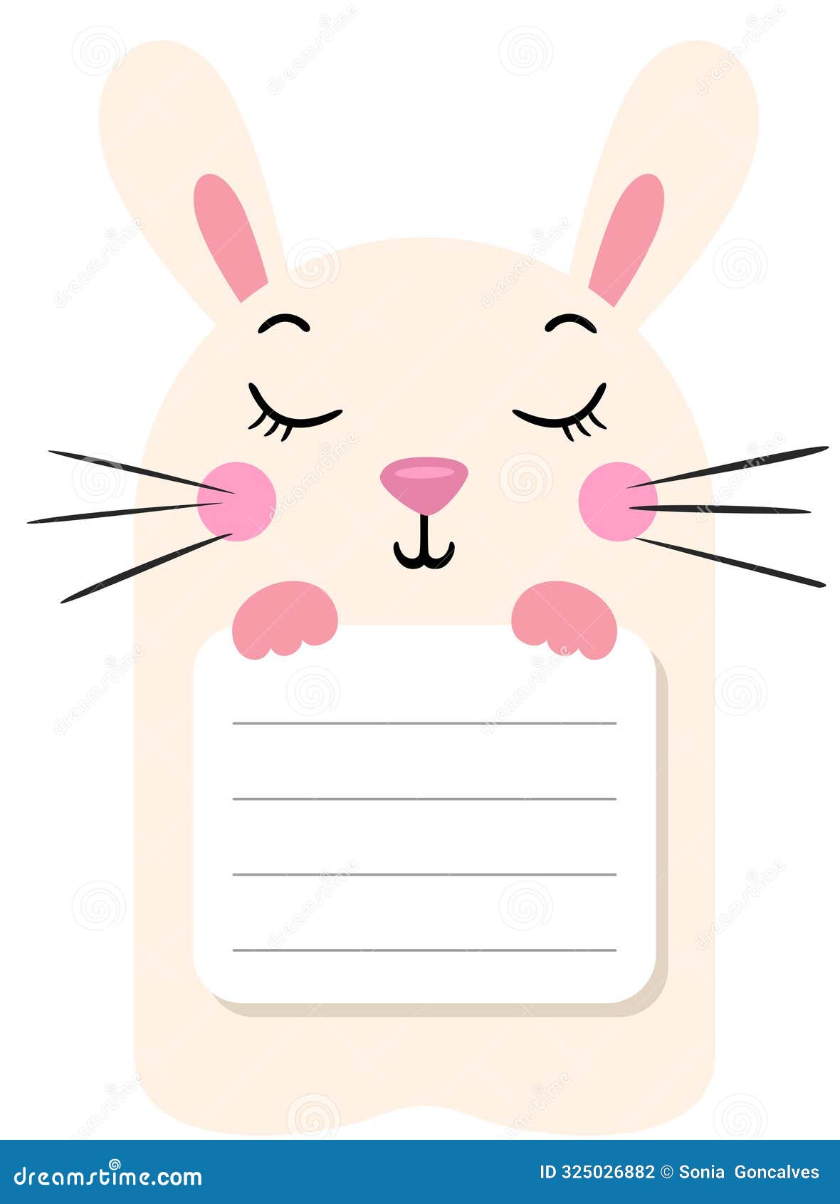 Cute Rabbit Notebook Sticker and School Label Stock Illustration ...