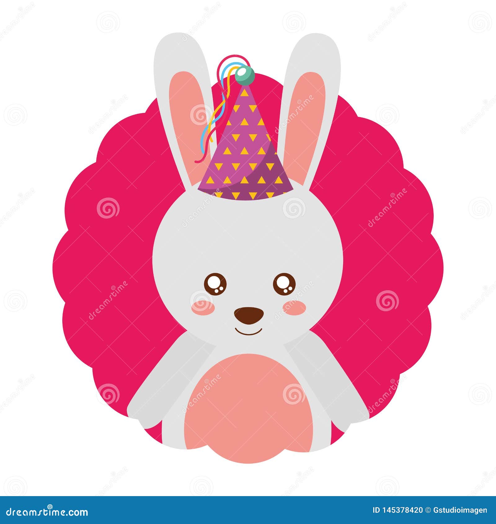 Cute Rabbit Party Hat Birthday Stock Vector - Illustration of birthday ...