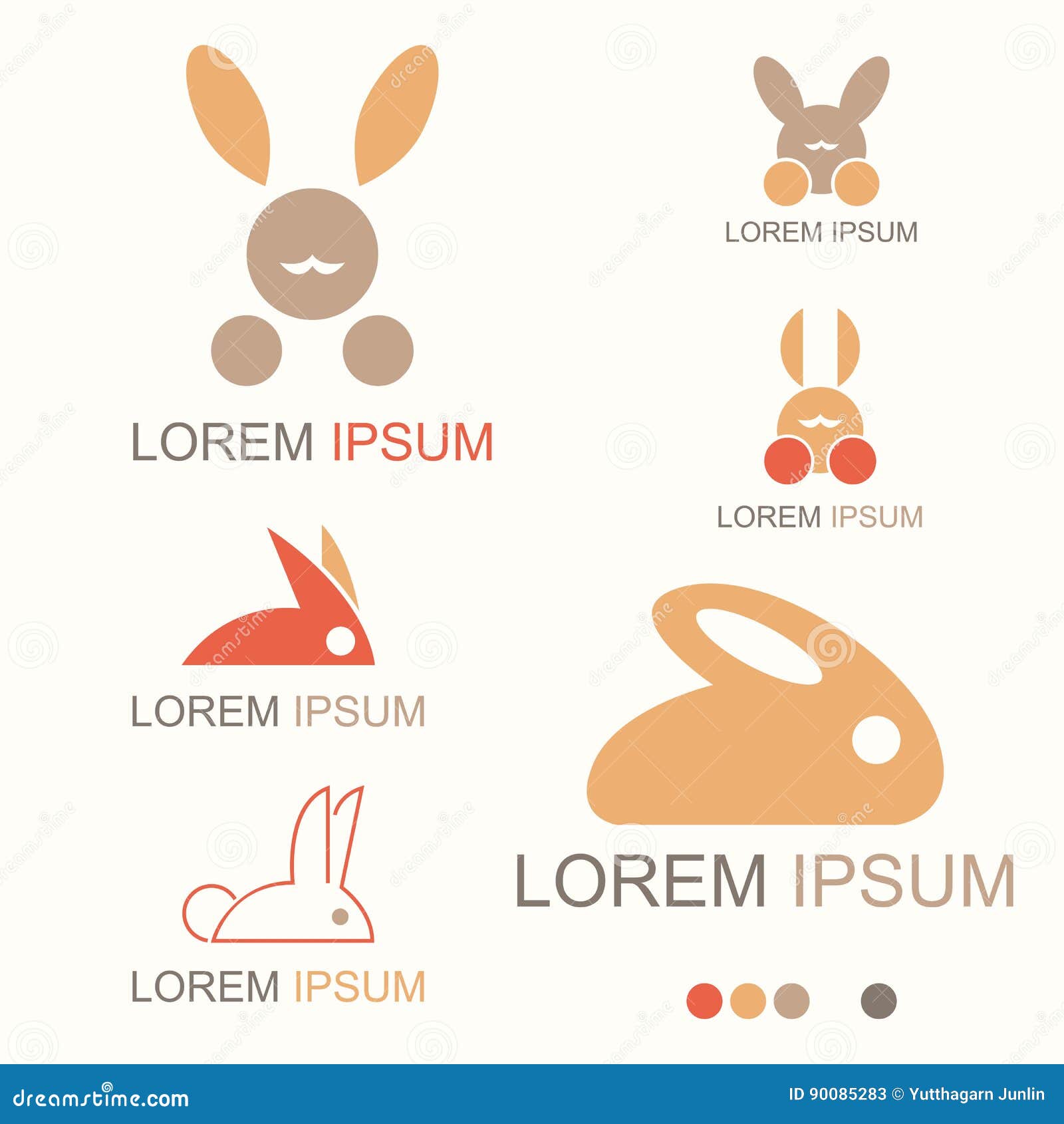 Cute Rabbit Pet Logo - Vector Stock Vector - Illustration of flat ...
