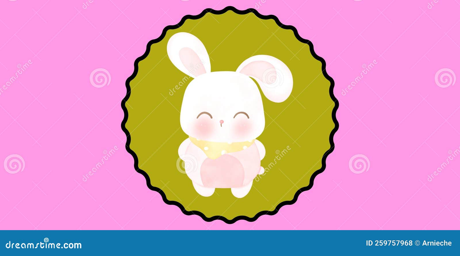 The Cute Rabbit with Pink Background Stock Illustration - Illustration ...