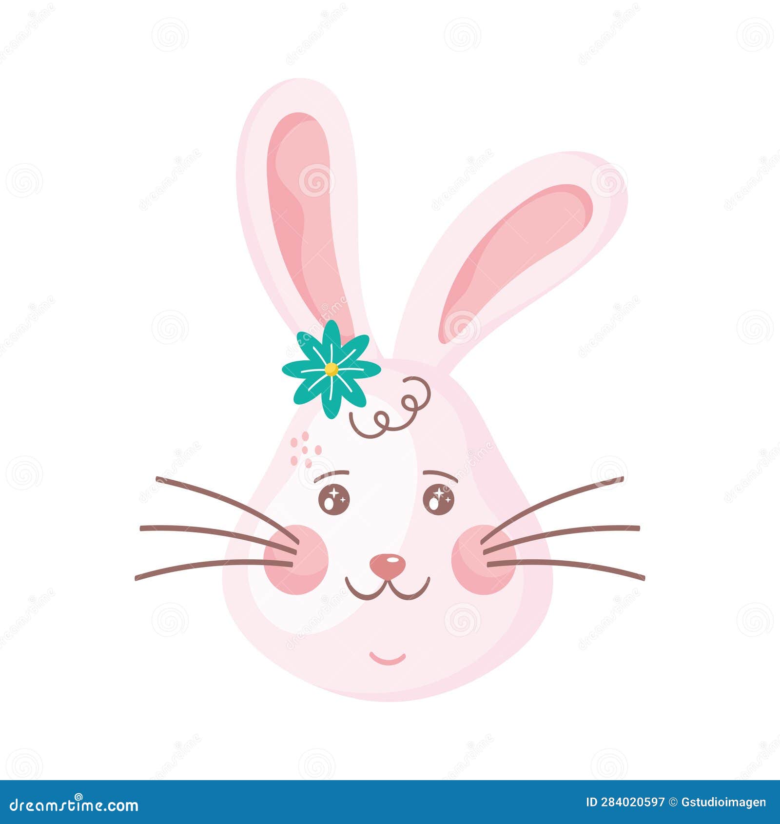 Cute rabbit pink head stock vector. Illustration of domestic - 284020597