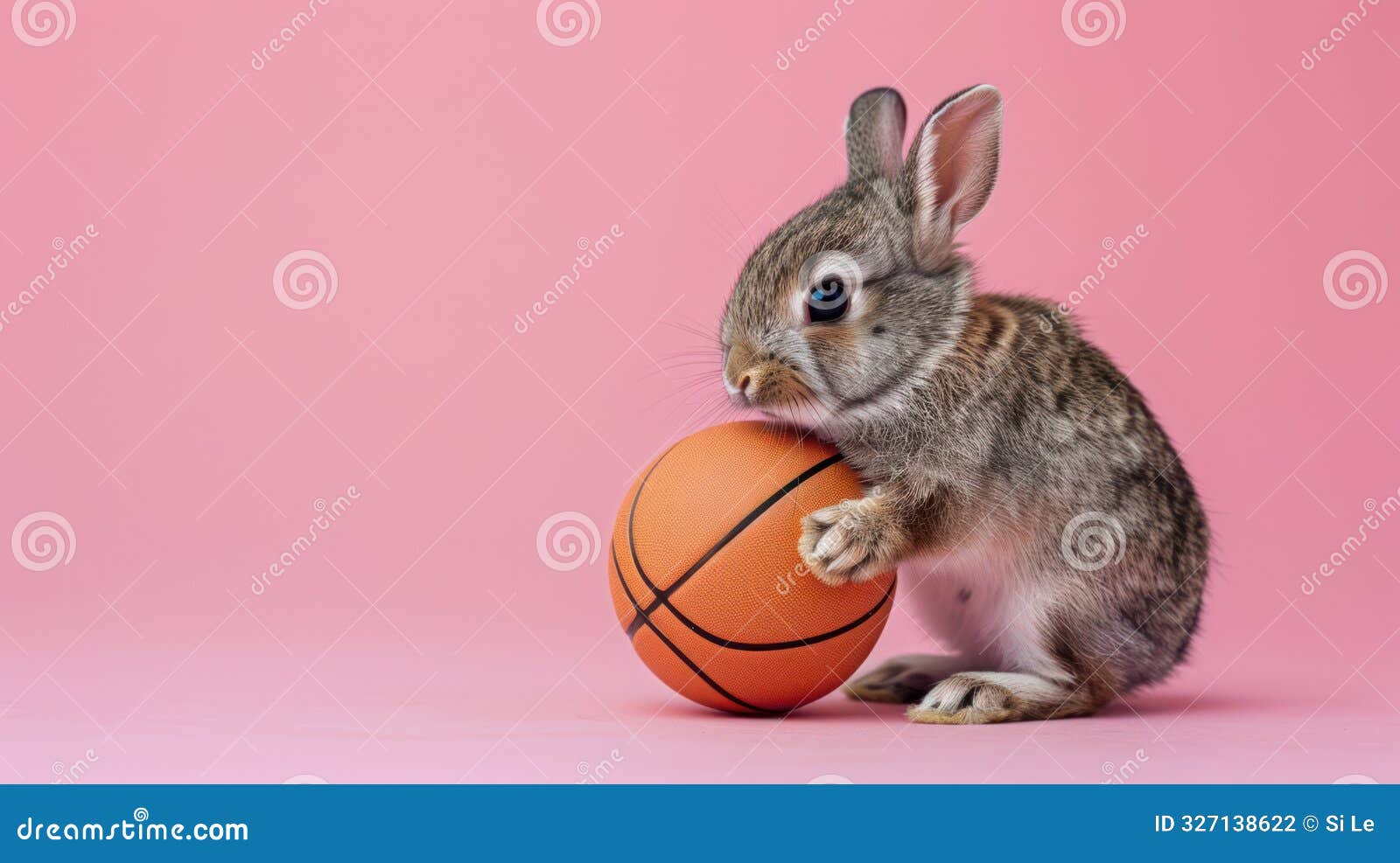 Cute Rabbit Playing Basketball on Solid Background Stock Illustration ...