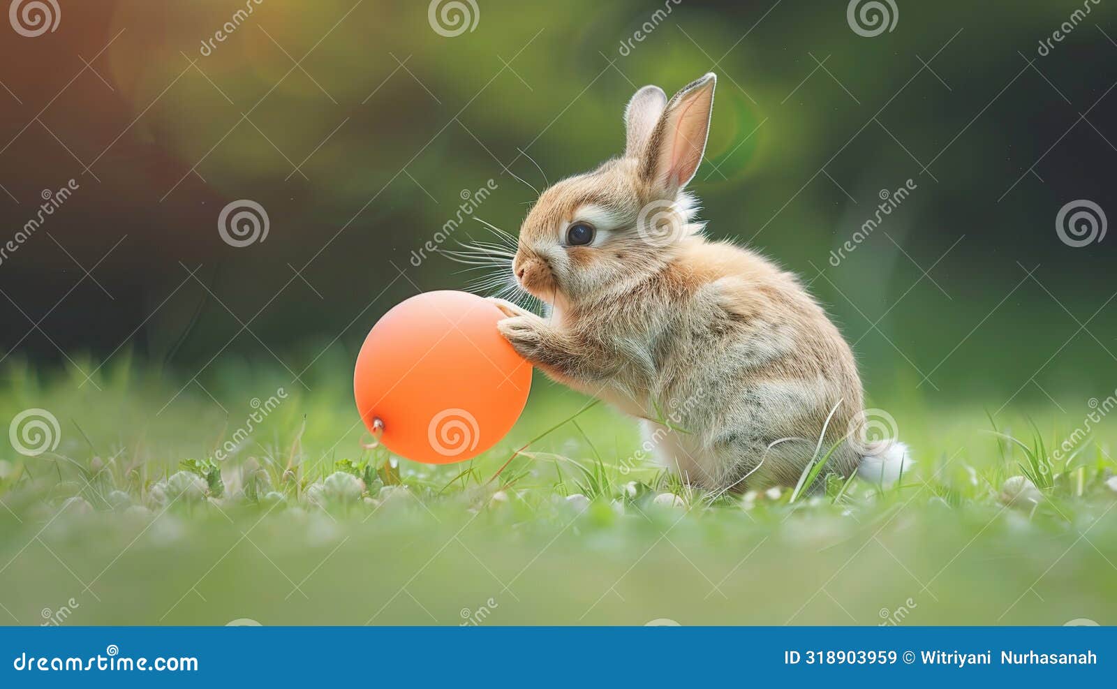 Cute Rabbit Playing with Carrot Balloon. Generative Ai Stock ...