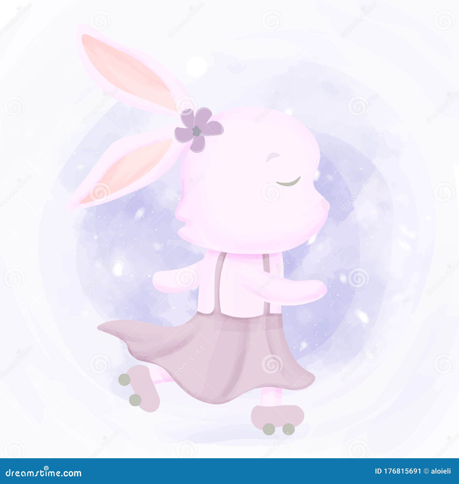 Cute Rabbit Playing Roller Skates Stock Illustration - Illustration of ...