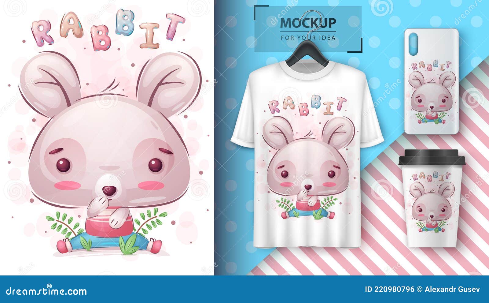 Cute Rabbit - Poster and Merchandising. Stock Vector - Illustration of ...