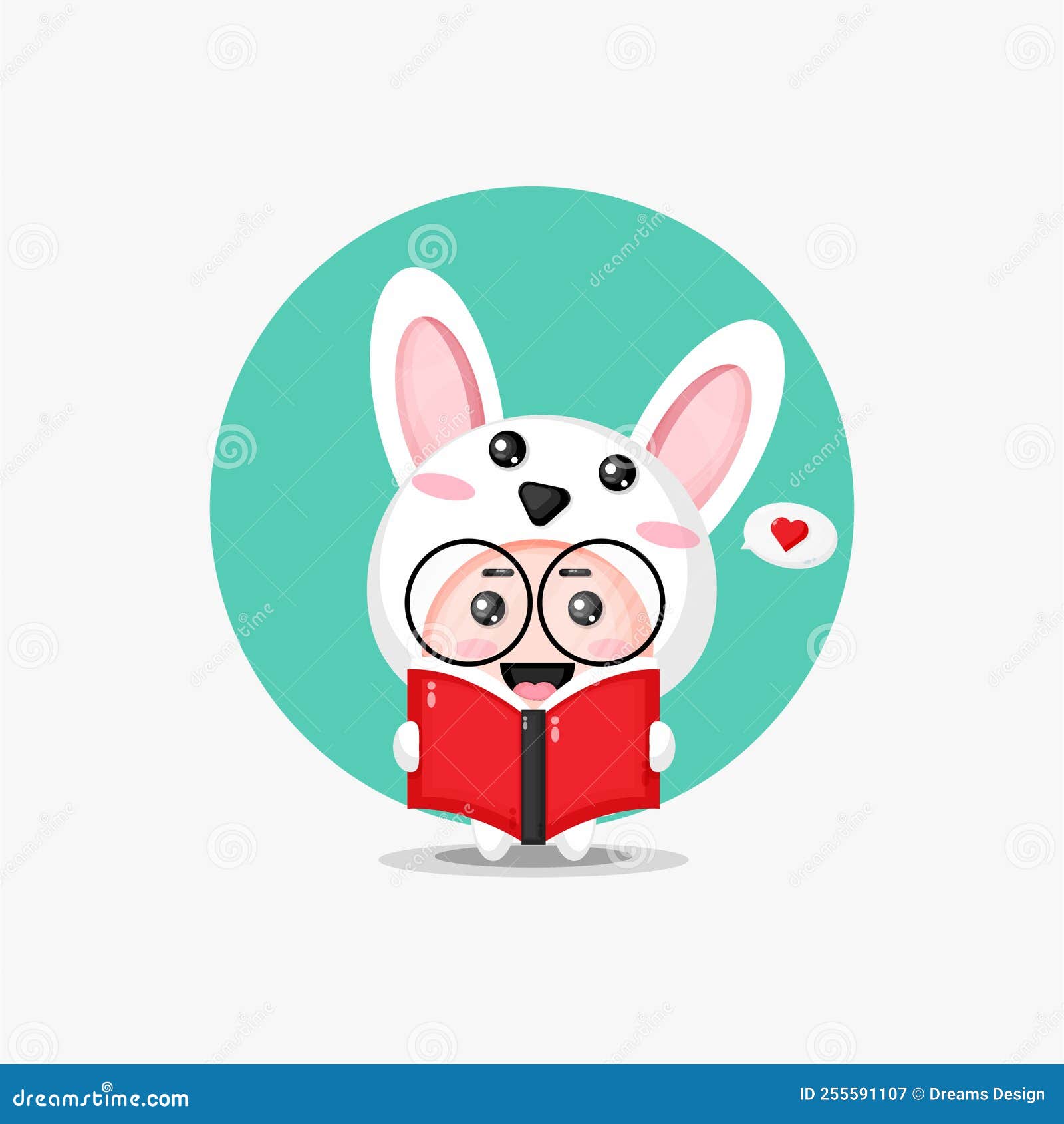 Cute Rabbit is Reading a Book Stock Vector - Illustration of white ...