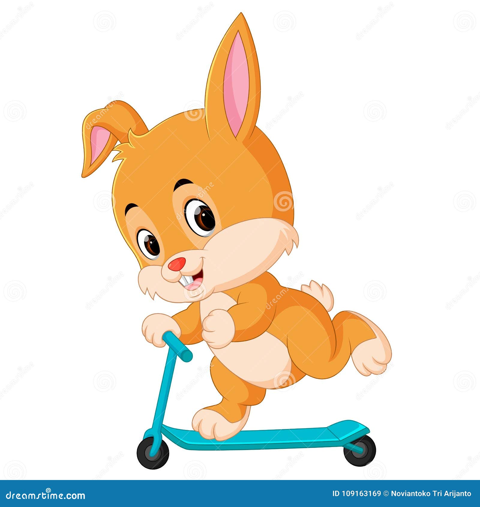 Cute Rabbit Riding a Scooter Stock Vector - Illustration of child ...