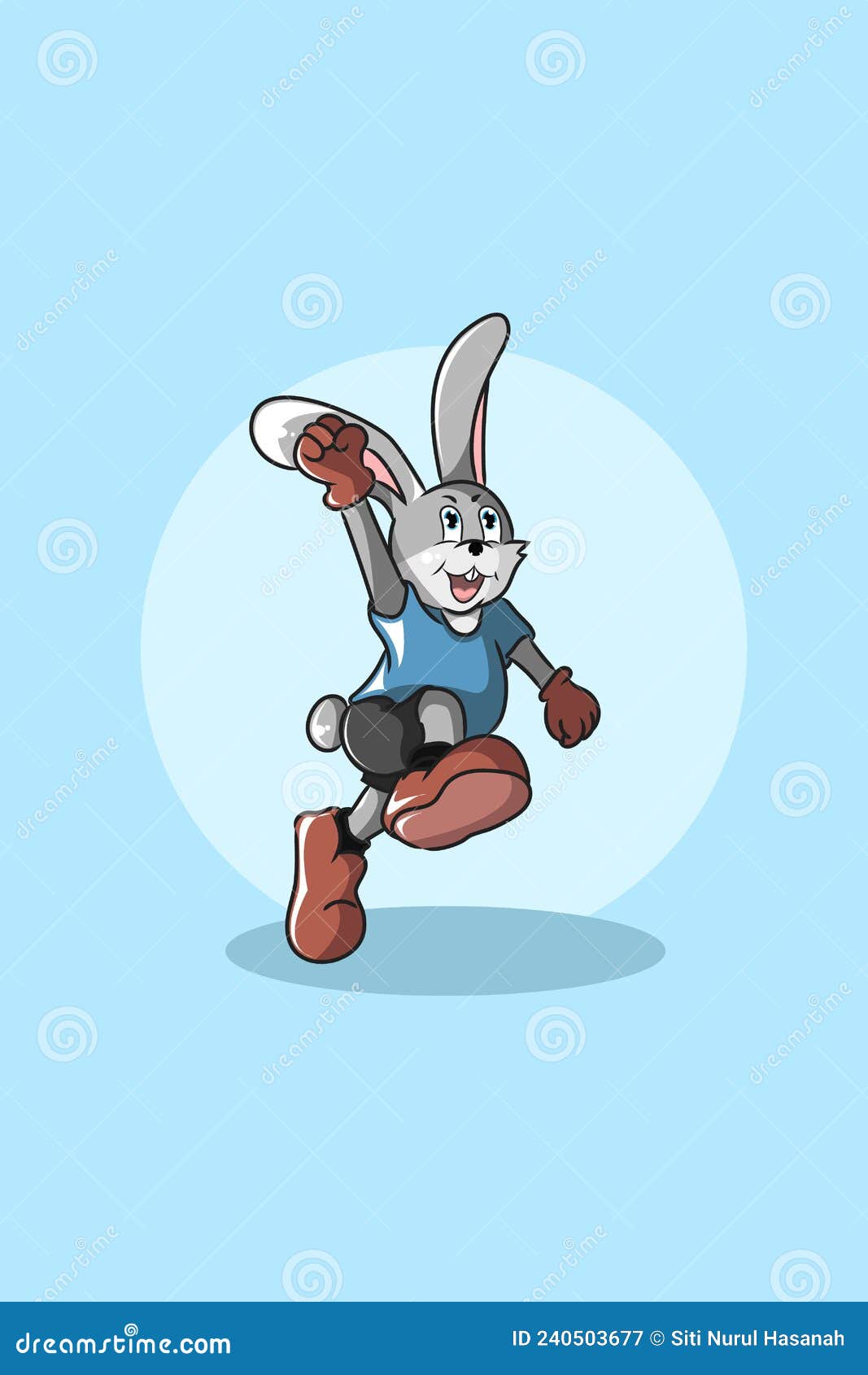 Cute Rabbit with Run Character Design Illustration Stock Vector ...