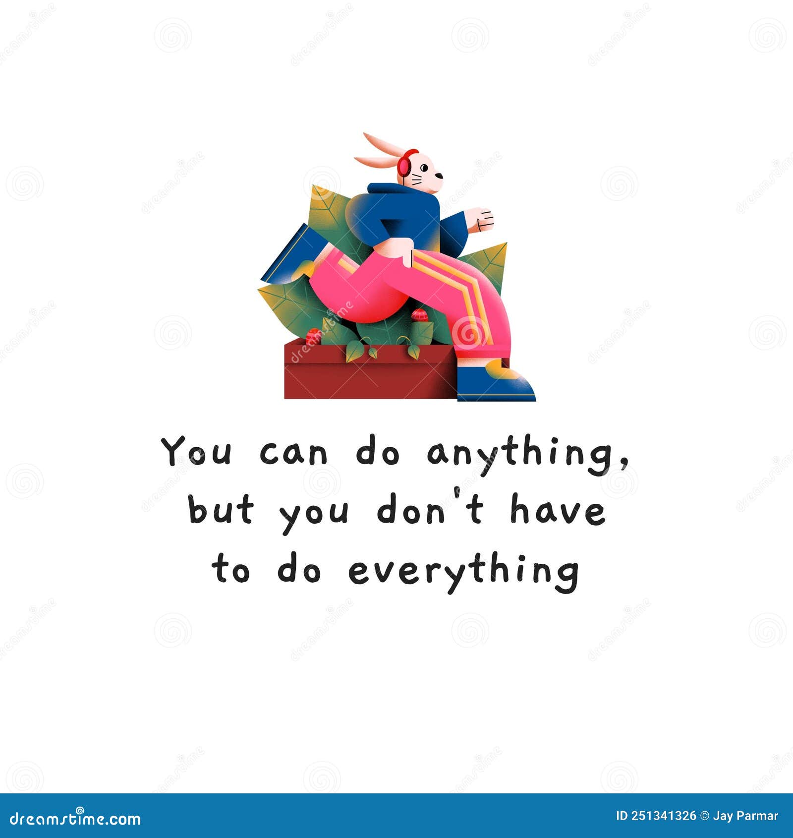 Cute Rabbit Running Motivational Quote Instagram Post Stock ...