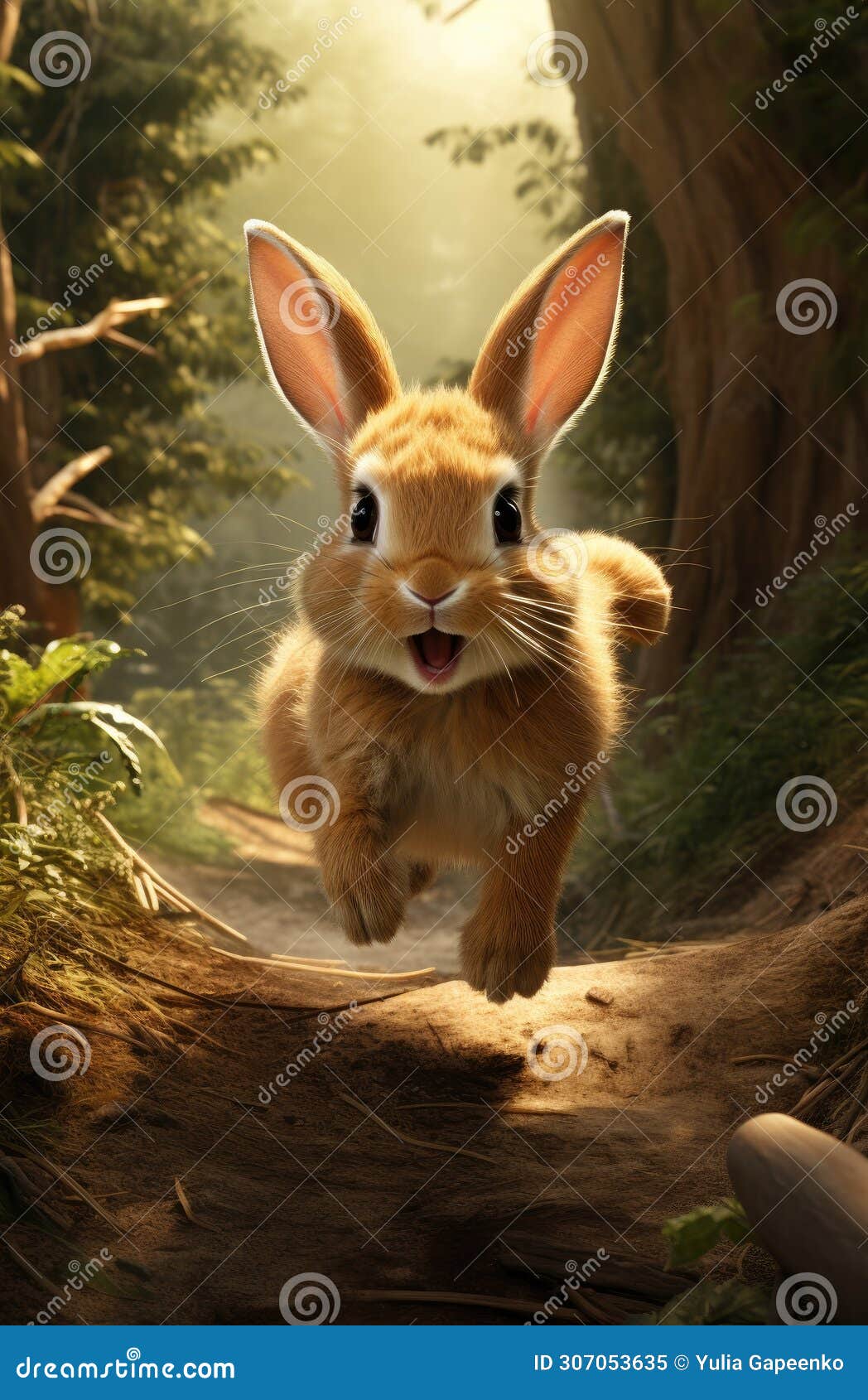 A Cute Rabbit is Running through the Woods in the Sunlight Stock Image ...