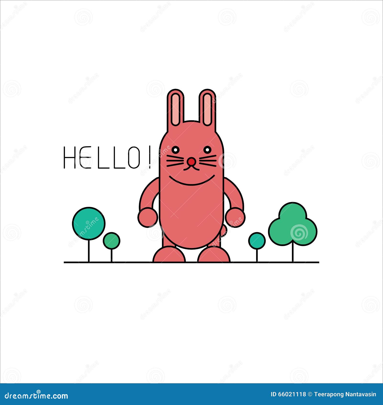 Cute Rabbit Saying Hello, Illustration. Stock Illustration ...