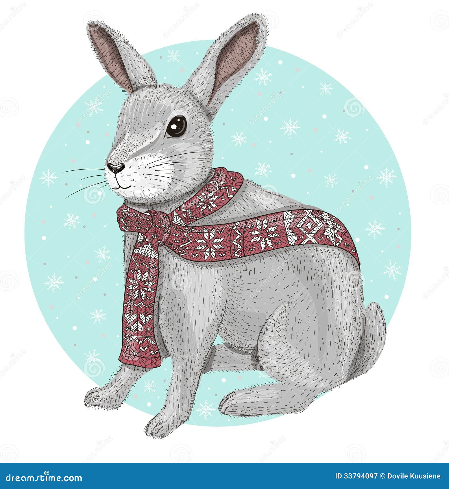 Cute Rabbit with Scarf Winter Background Stock Vector - Illustration of ...