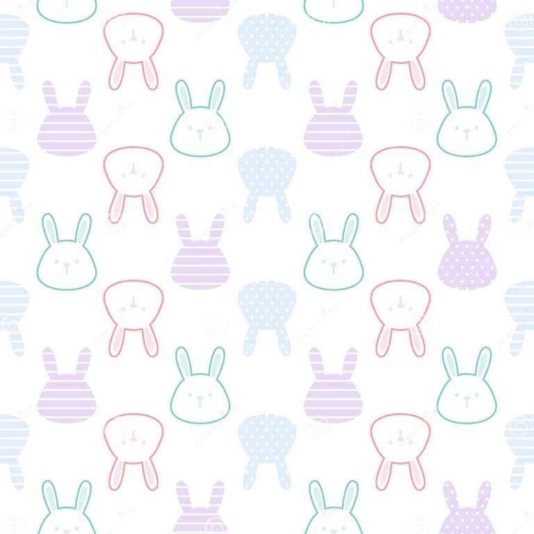Cute Rabbit Seamless Pattern Background Stock Vector - Illustration of ...