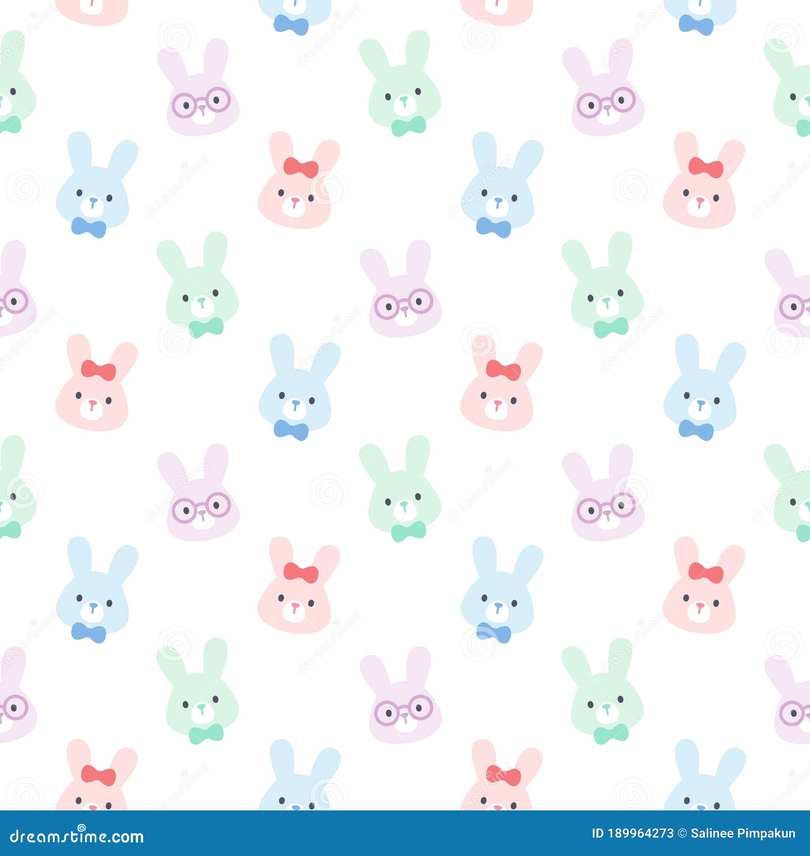 Cute Rabbit Seamless Pattern Background Stock Vector - Illustration of ...