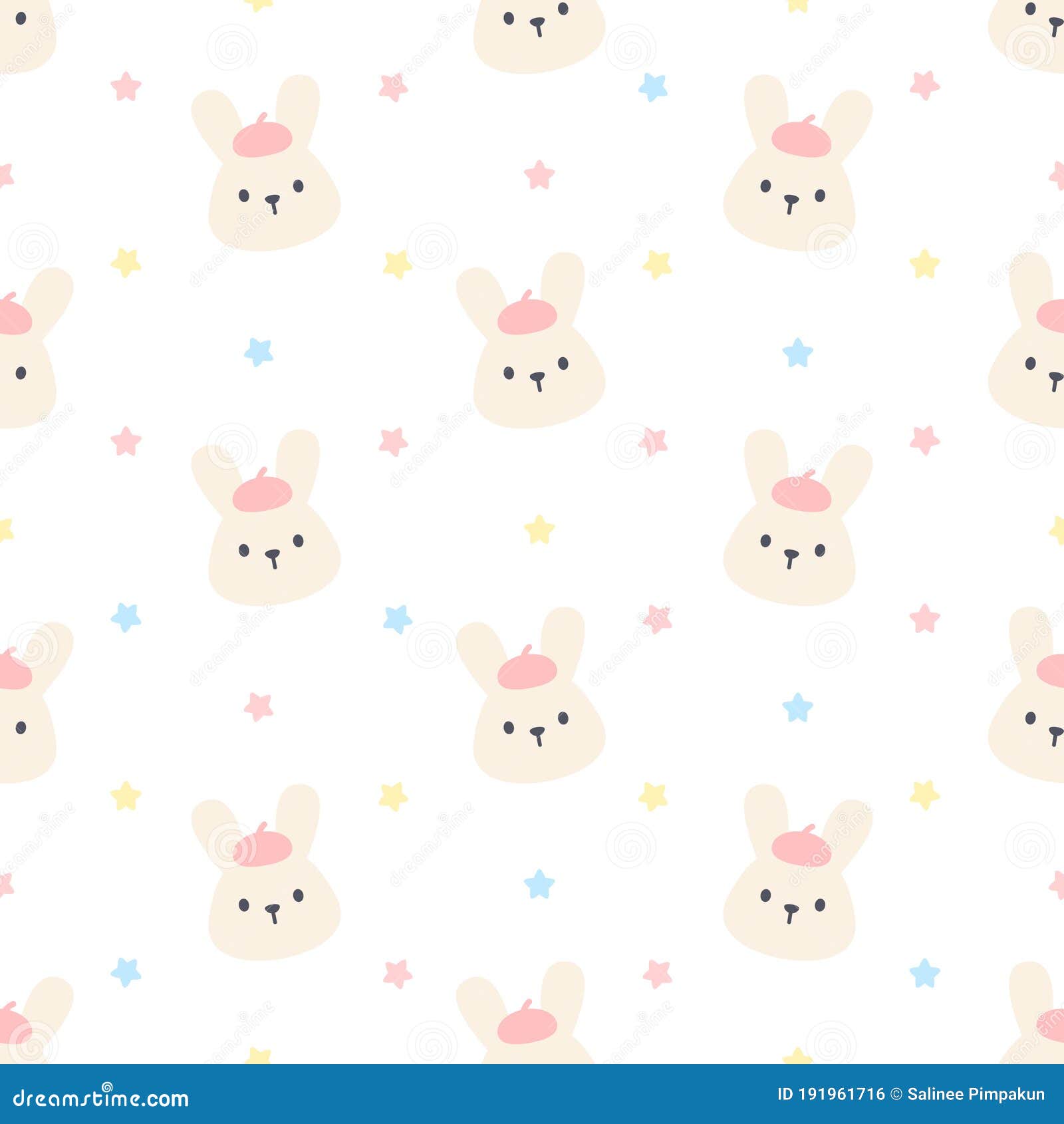 Cute Rabbit Seamless Pattern Background Stock Illustration ...