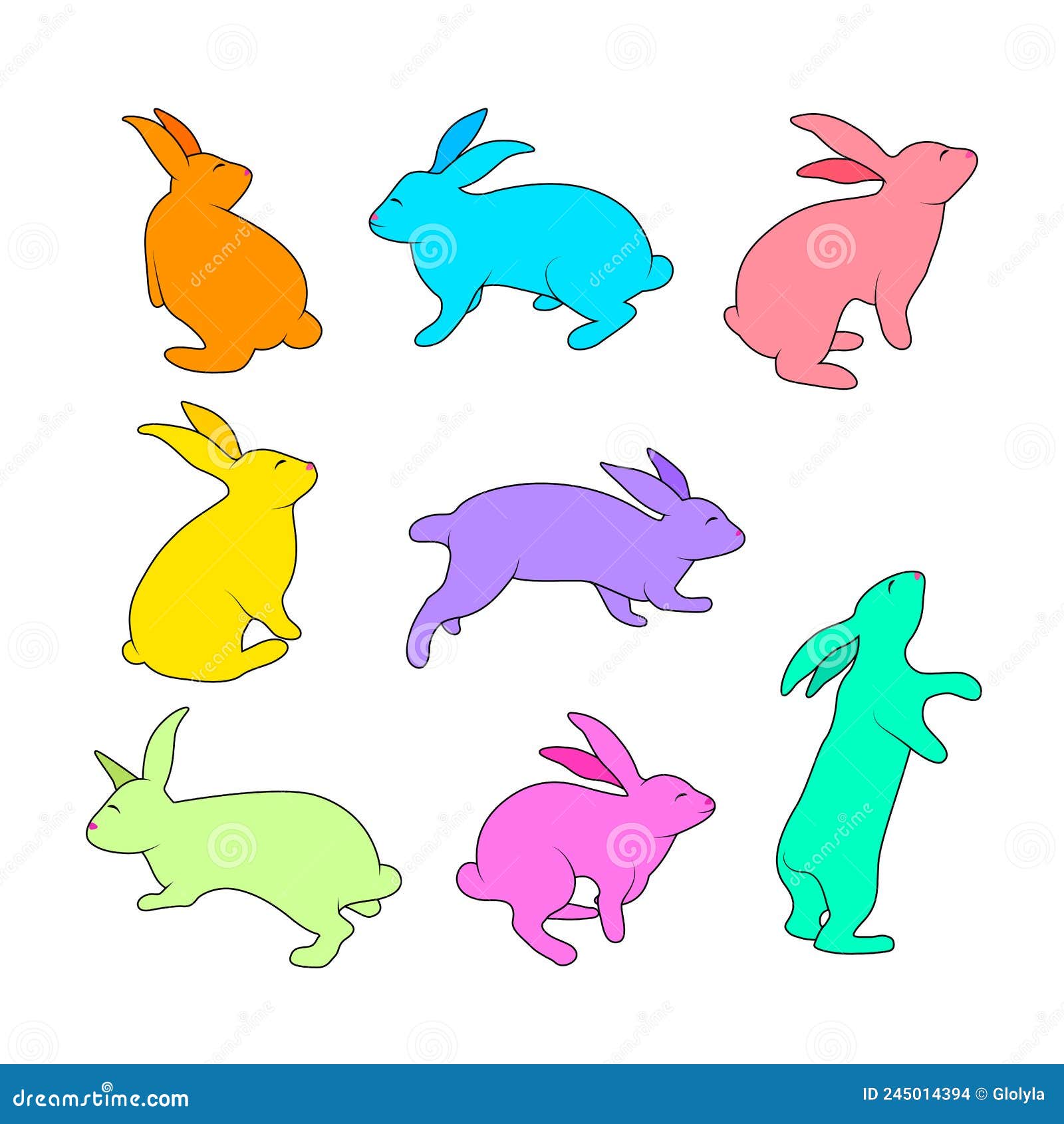 Cute rabbit set. stock vector. Illustration of wildlife - 245014394