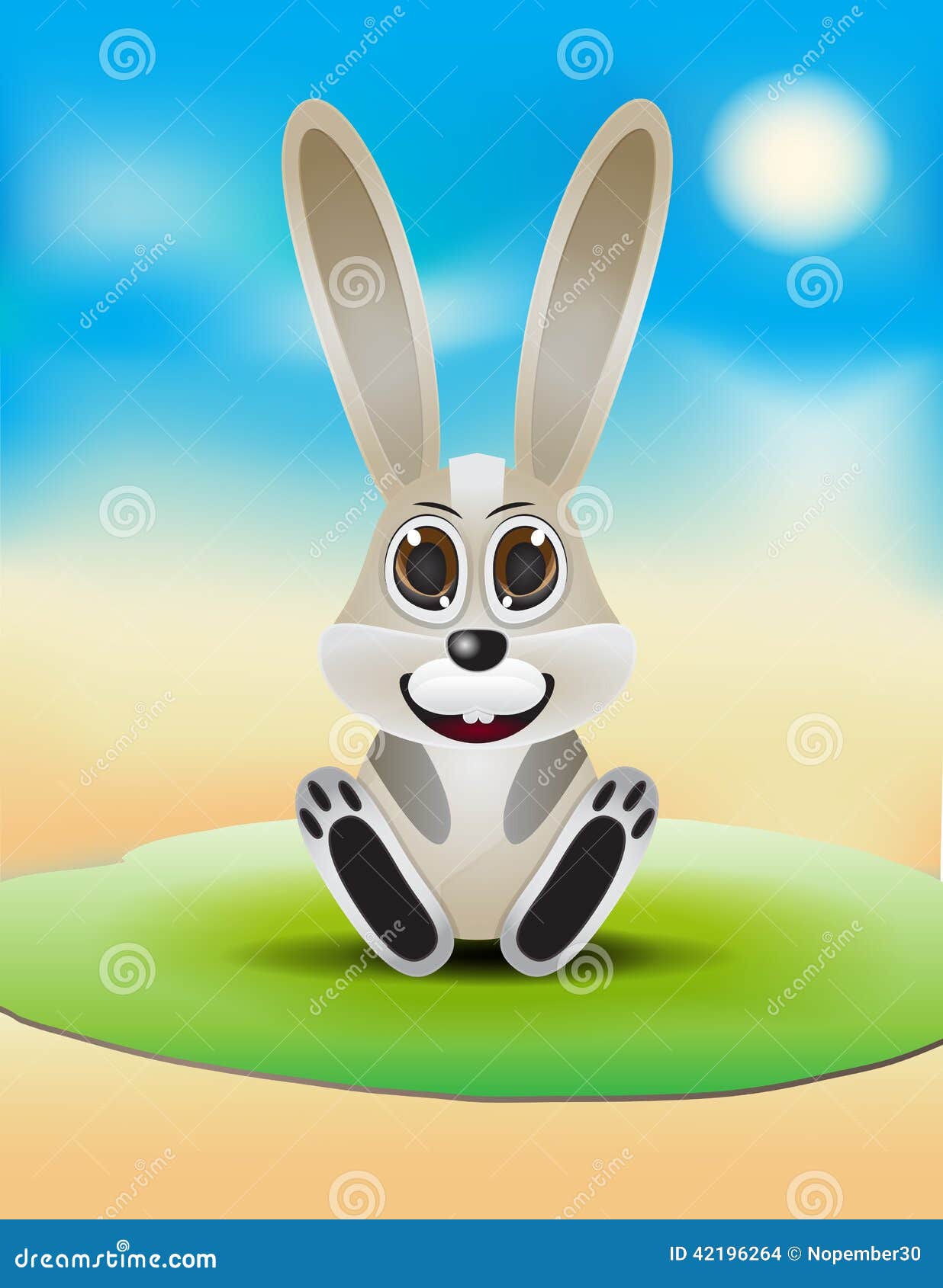 Cute rabbit sit on grass stock vector. Illustration of graphic - 42196264