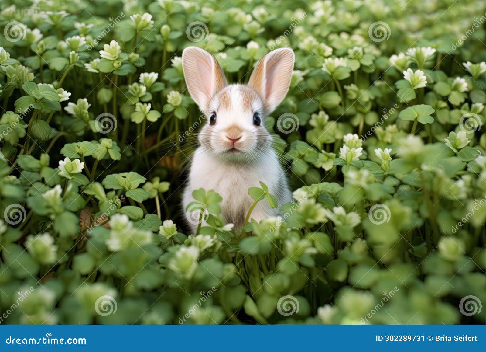 Cute Rabbit Sitting on the Field in Springtime Stock Illustration ...