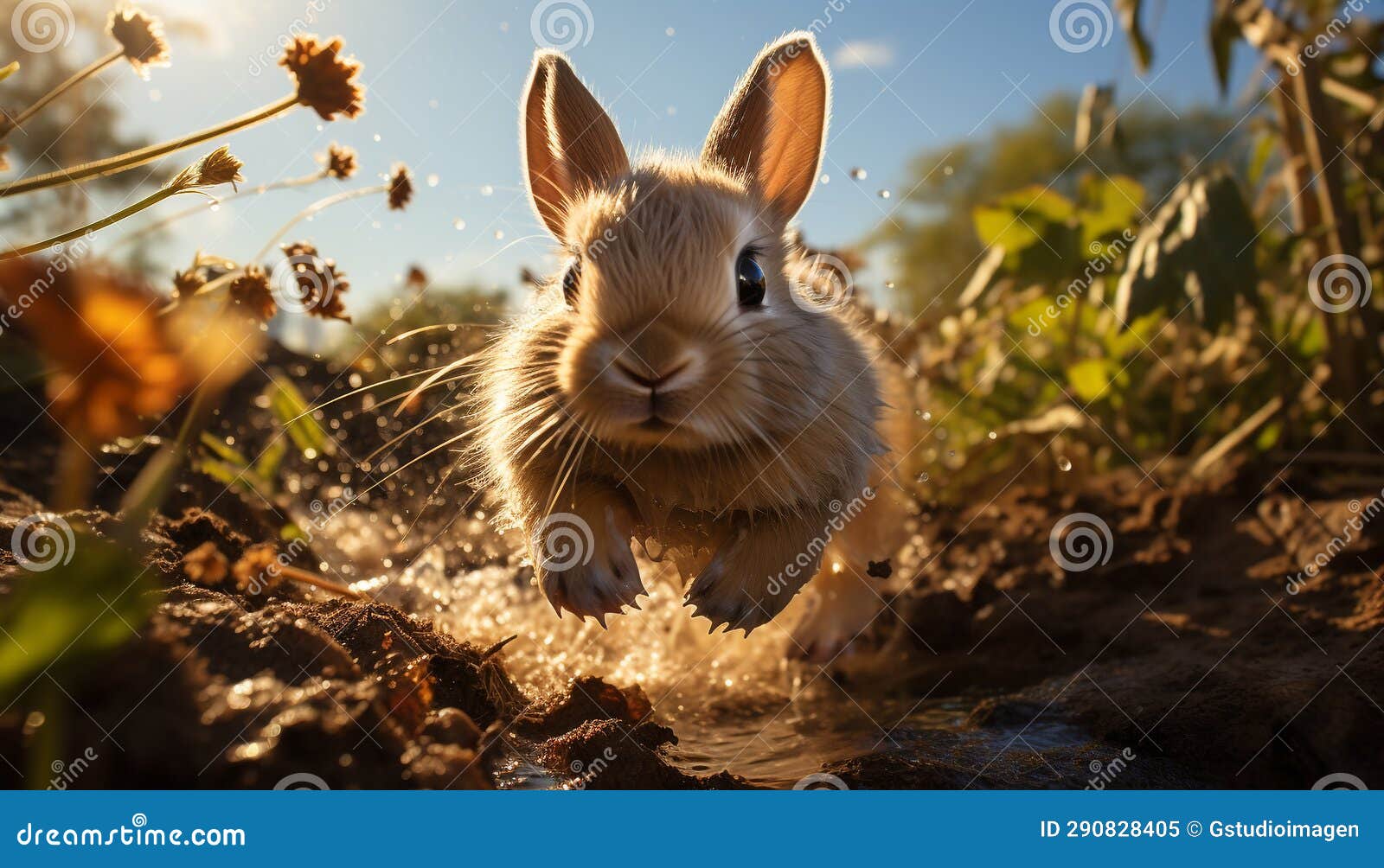 Cute Rabbit Sitting in Grass, Enjoying Nature Beauty Generated by AI ...