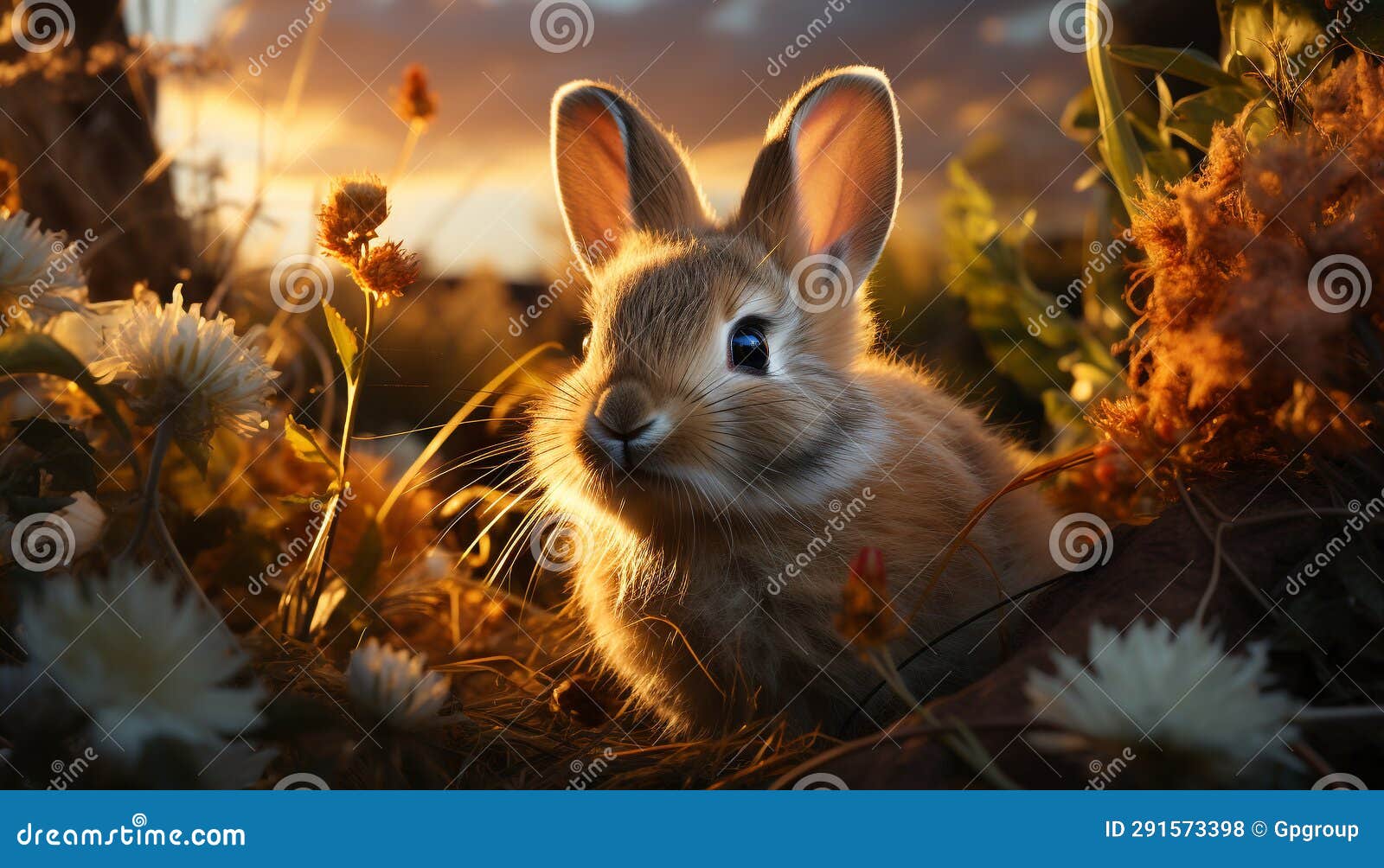 Cute Rabbit Sitting in Grass, Enjoying Nature Beauty Generated by AI ...