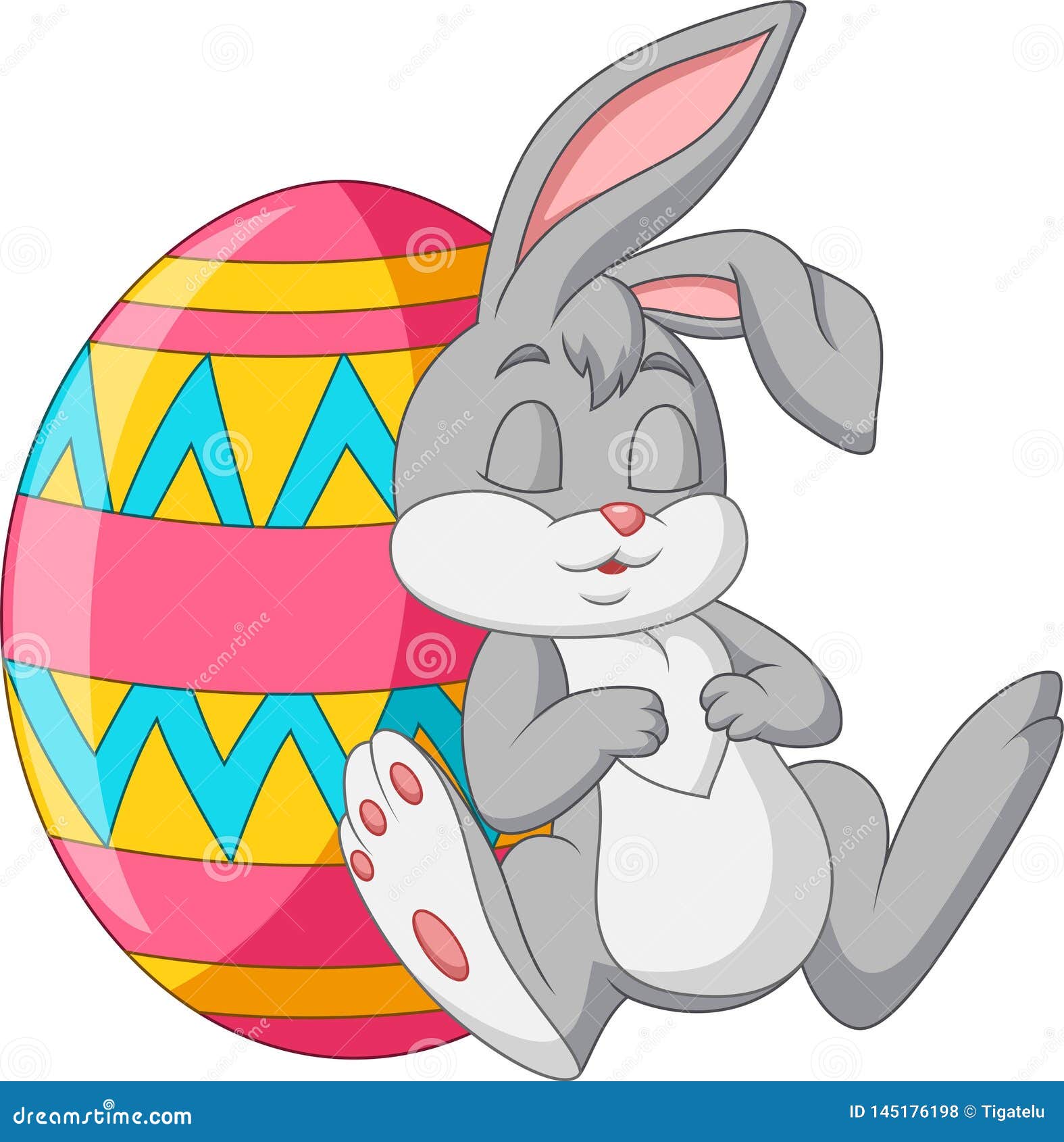Cute Rabbit Sleeping beside an Easter Egg Stock Vector - Illustration ...
