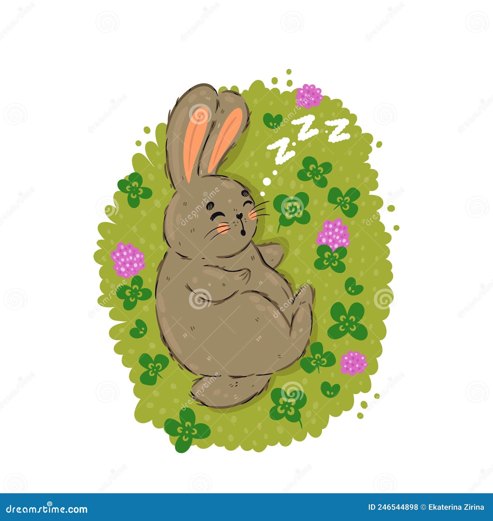 Cute Rabbit Sleeping in the Meadow. Vector Graphics Stock Vector ...