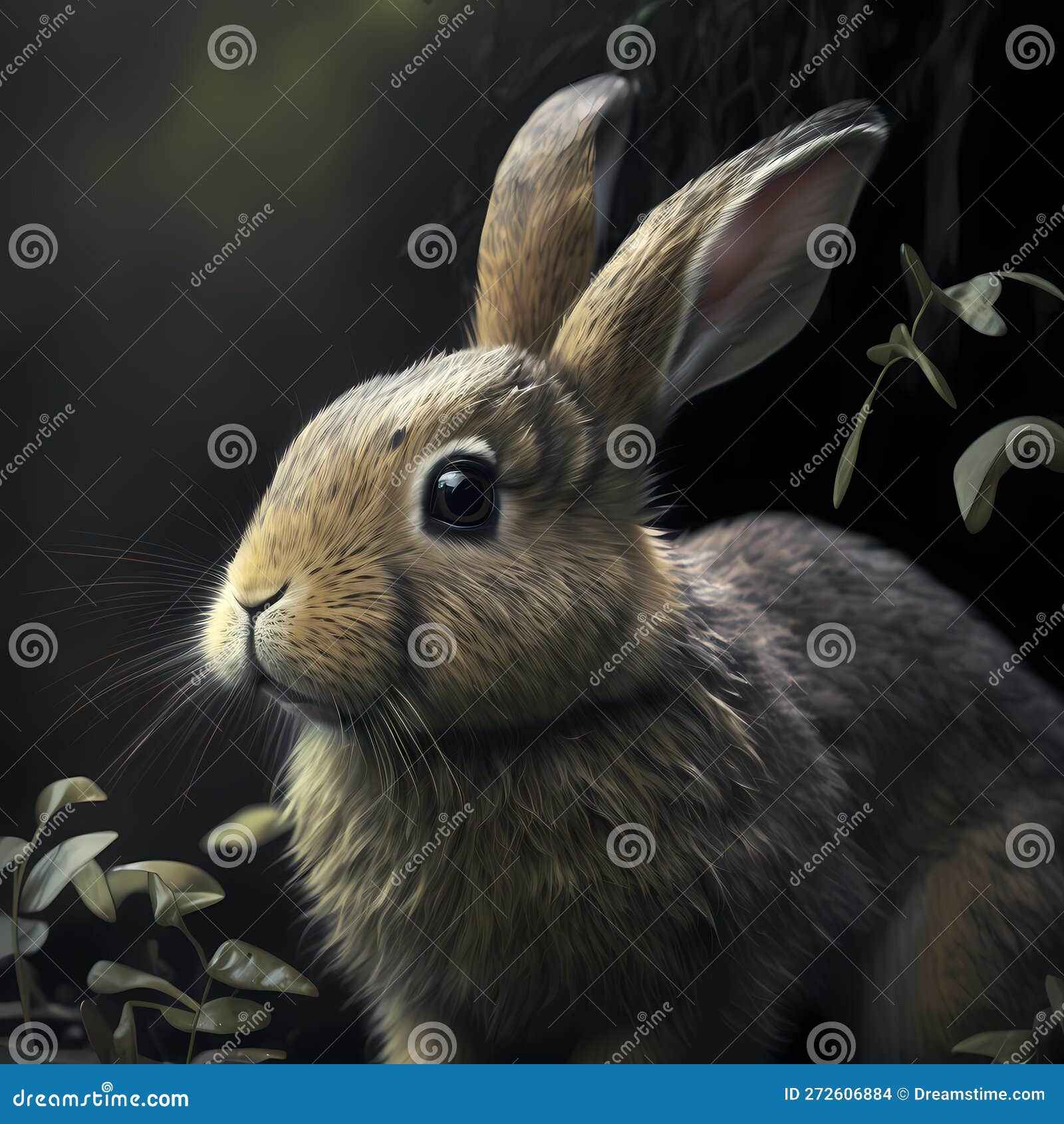 Cute Rabbit on Solid Background. Generative AI Stock Illustration ...