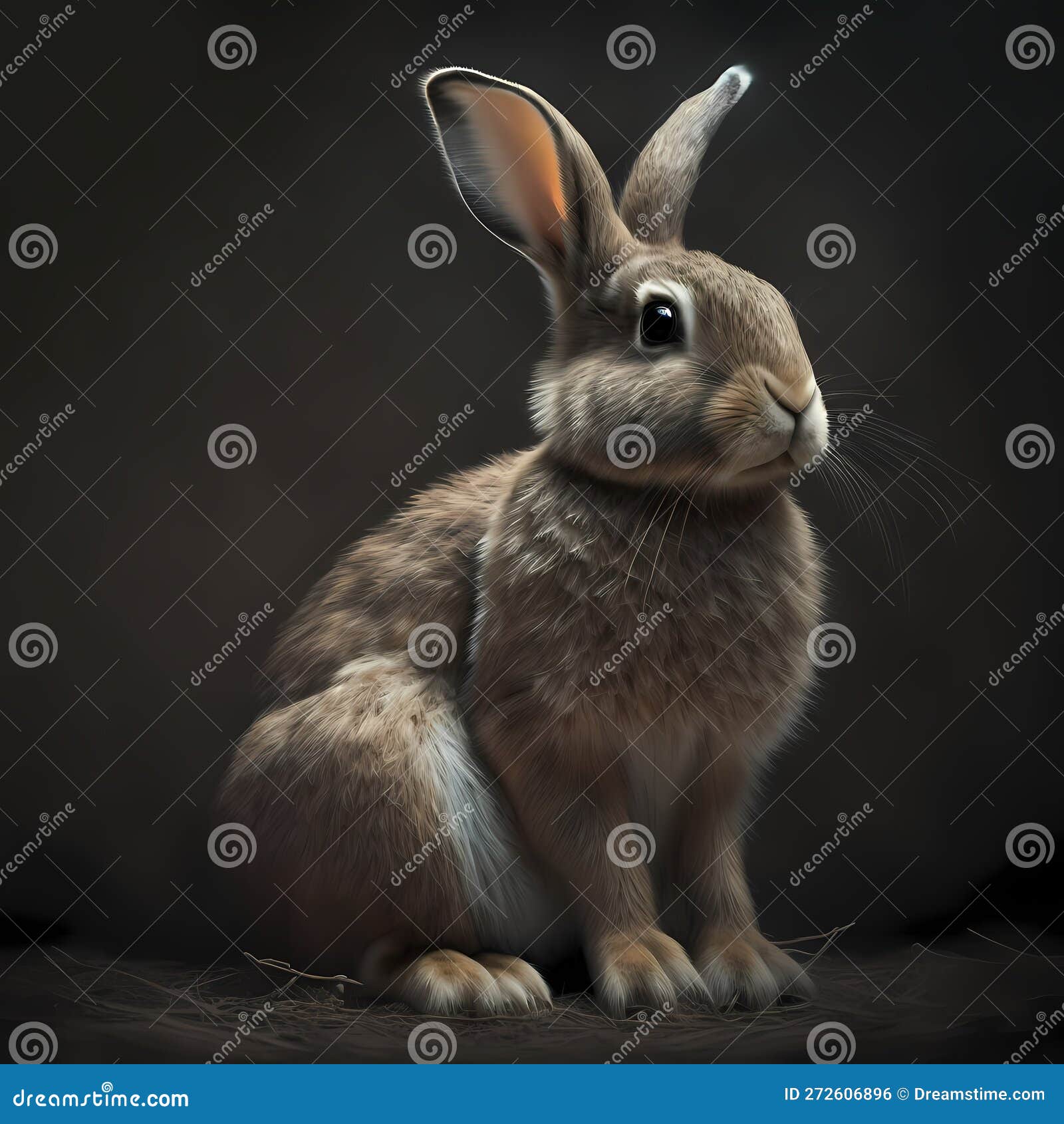 Cute Rabbit on Solid Background. Generative AI Stock Illustration ...