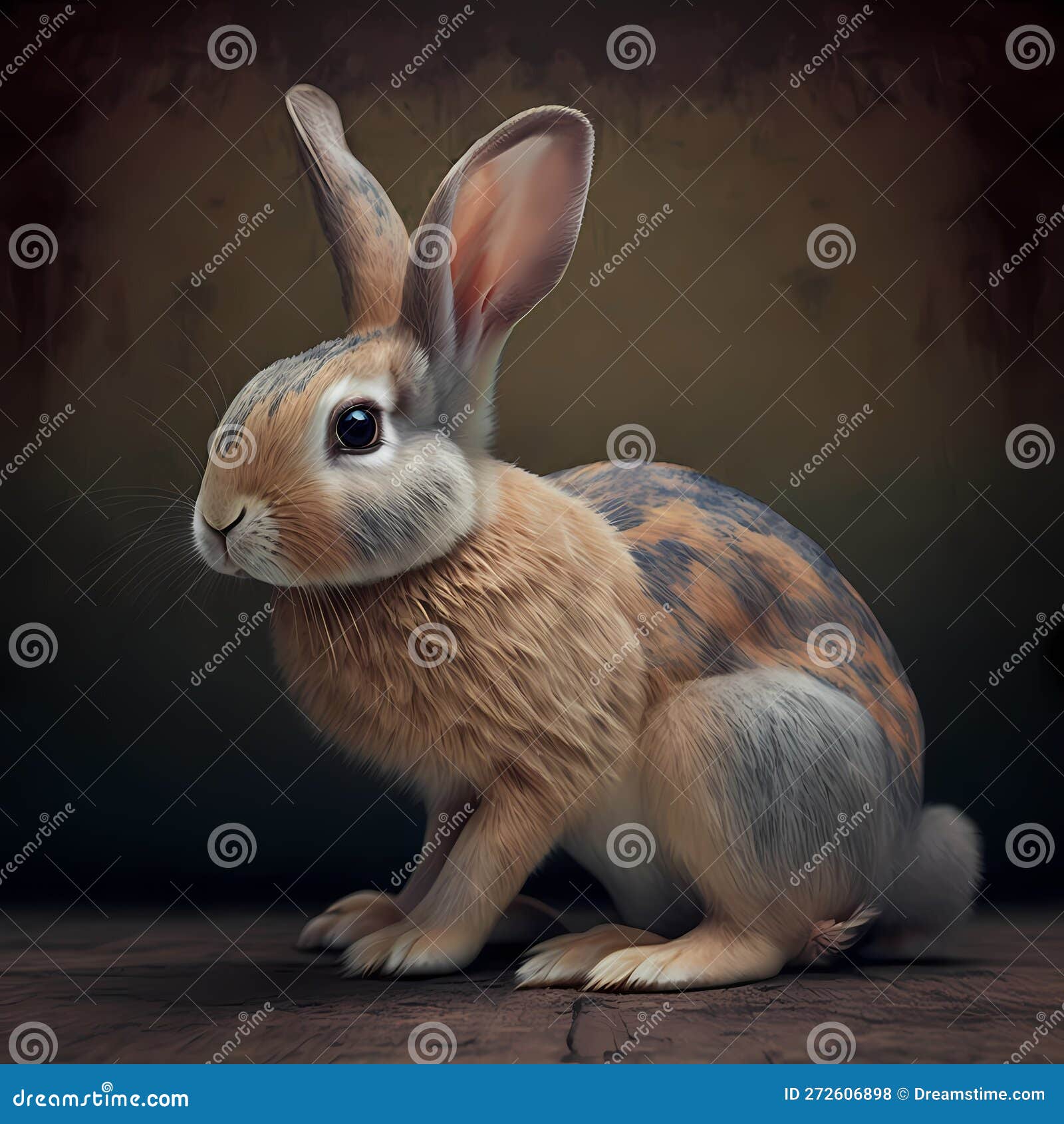 Cute Rabbit on Solid Background. Generative AI Stock Illustration ...