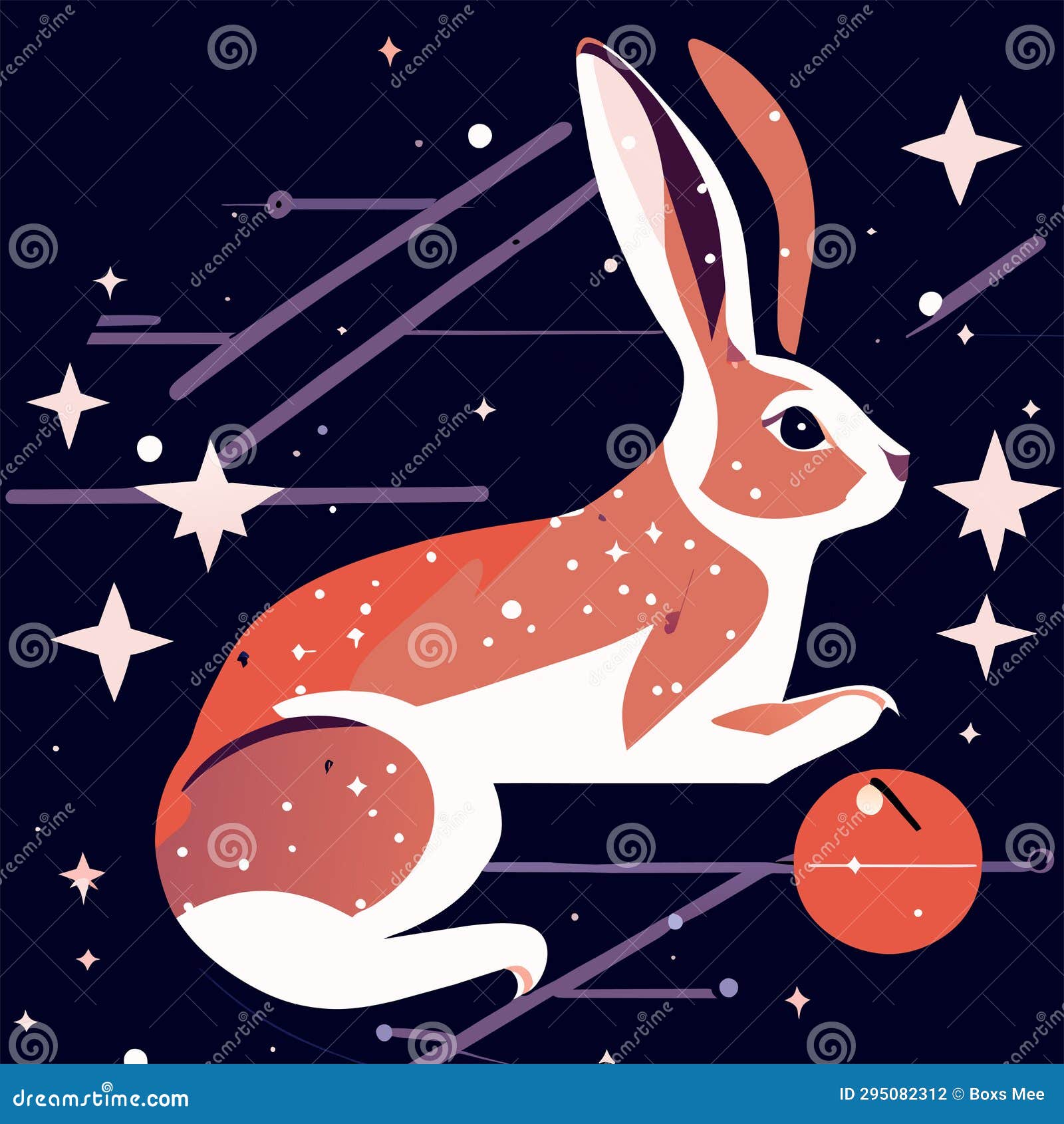 Cute Rabbit in Space. Vector Illustration in Flat Cartoon Style Stock ...