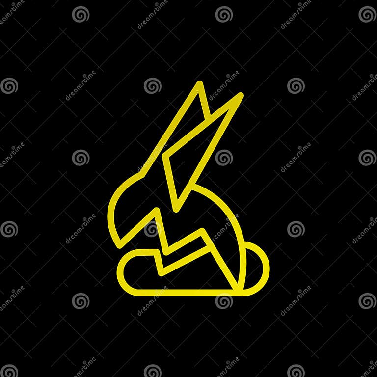 Cute Rabbit Thunder Line Icon Line Logo Design Template Stock Vector ...