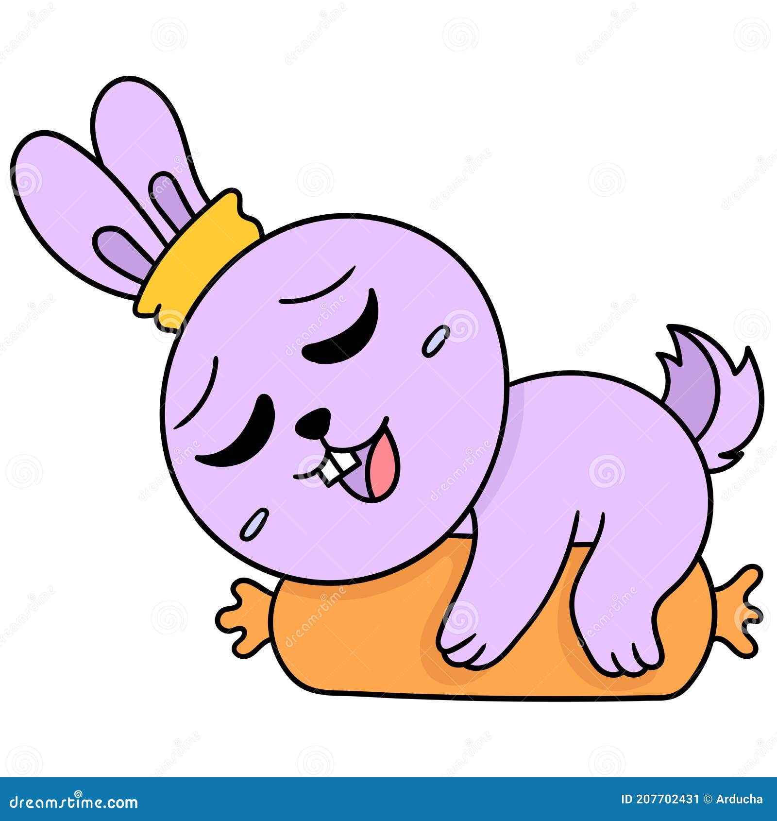 Cute Rabbit is Tired of Sleeping on the Bolster, Doodle Icon Image ...