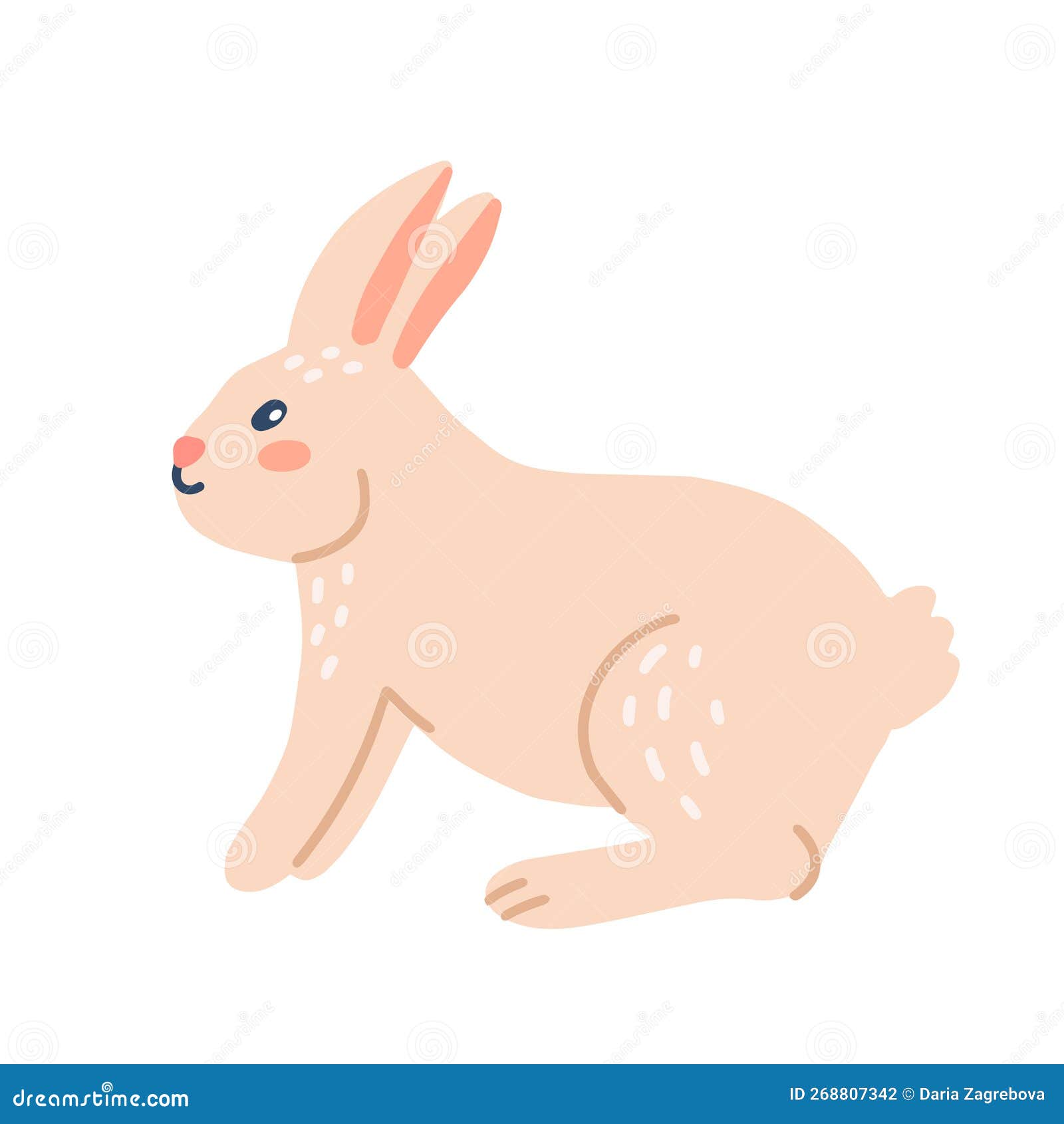Cute Rabbit, Vector Flat Hand Drawn Illustration Stock Vector ...